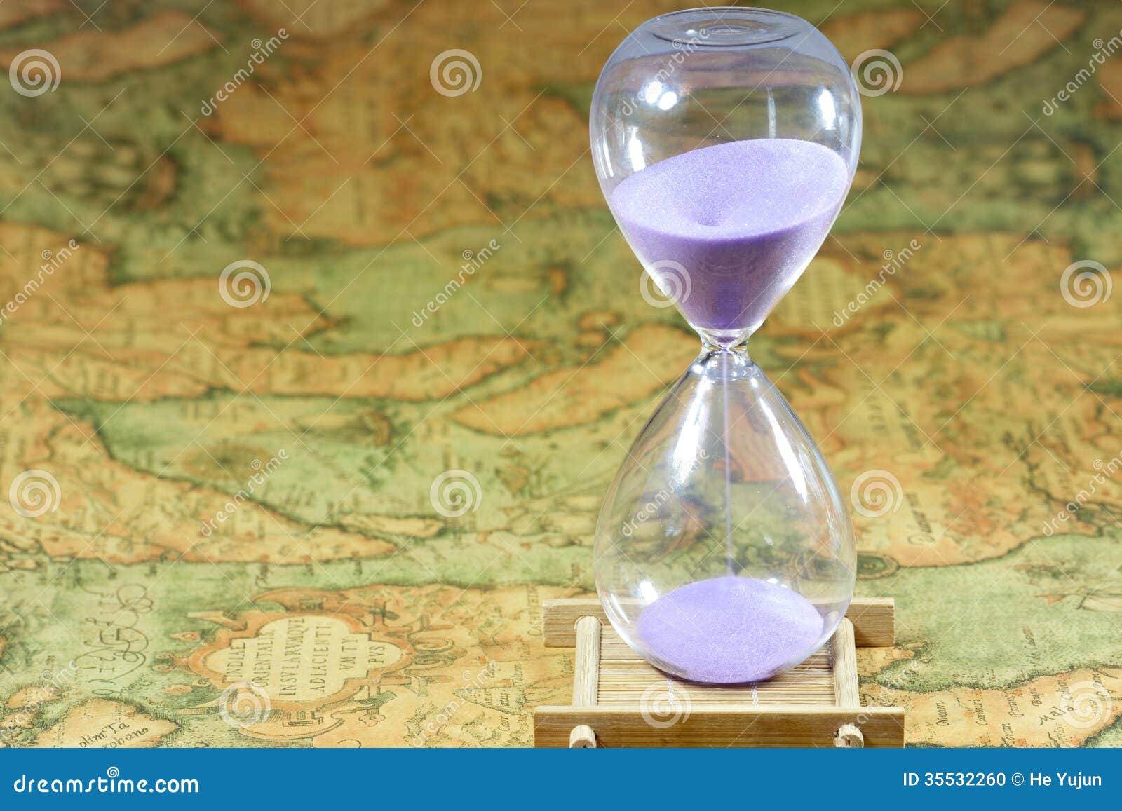 Hourglass, Sandglass, Sand Timer, Sand Clock On Old Treasure World Map ...