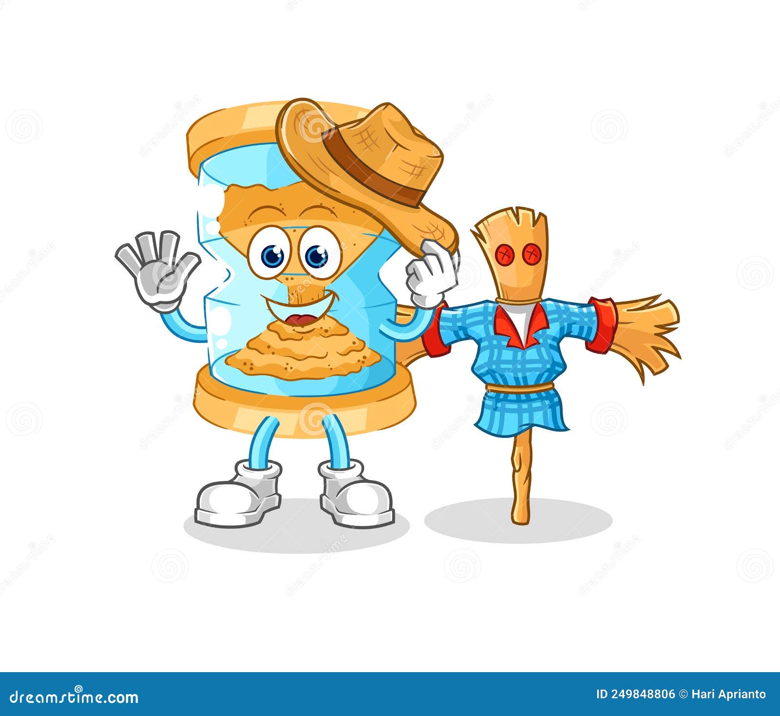 Hourglass With Scarecrows Cartoon Character Vector | CartoonDealer.com ...