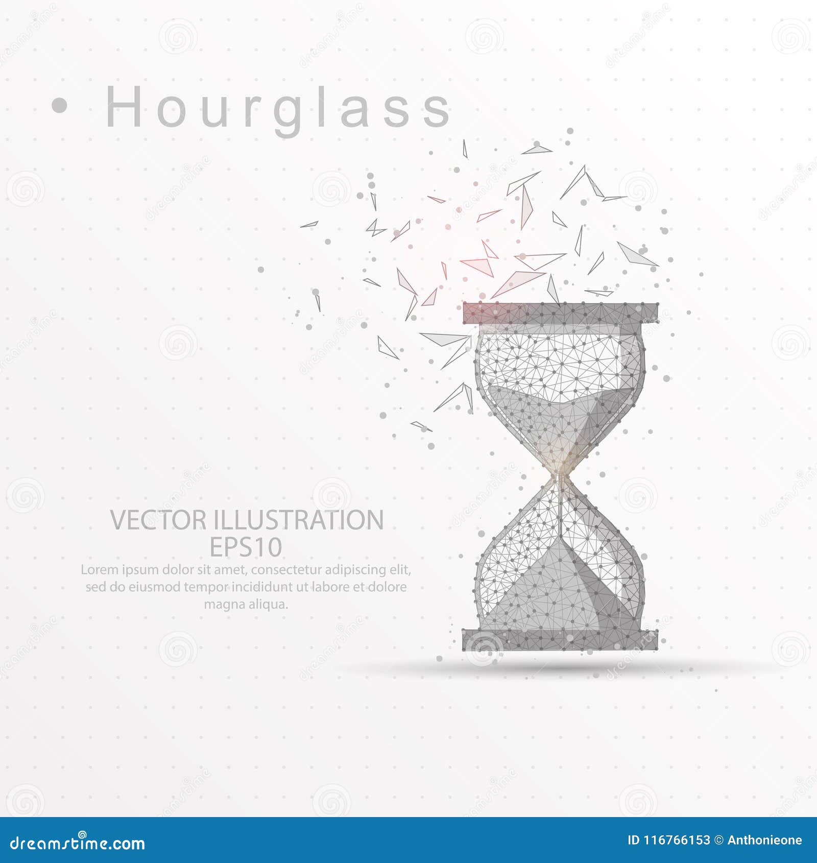 Hourglass Digitally Drawn Low Poly Wire Frame on White Background ...
