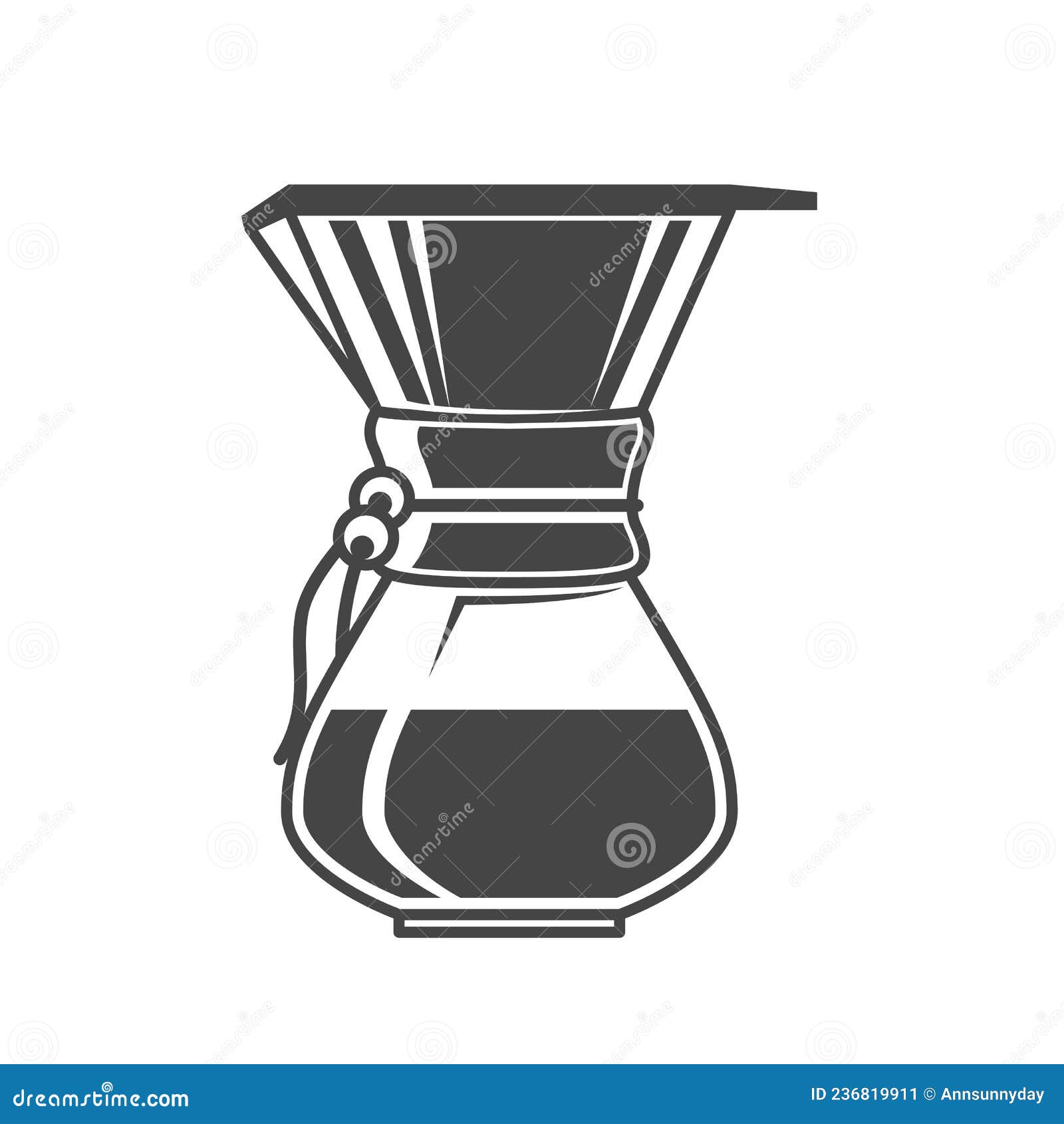 Hourglass Shaped Coffeemaker, Glass Pour-over with Brewed Coffee Icon ...