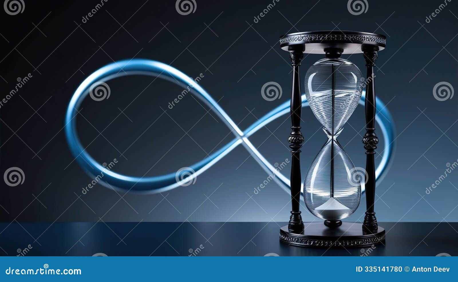 An Hourglass Sits on a Table with Soft Lighting Illuminating an ...