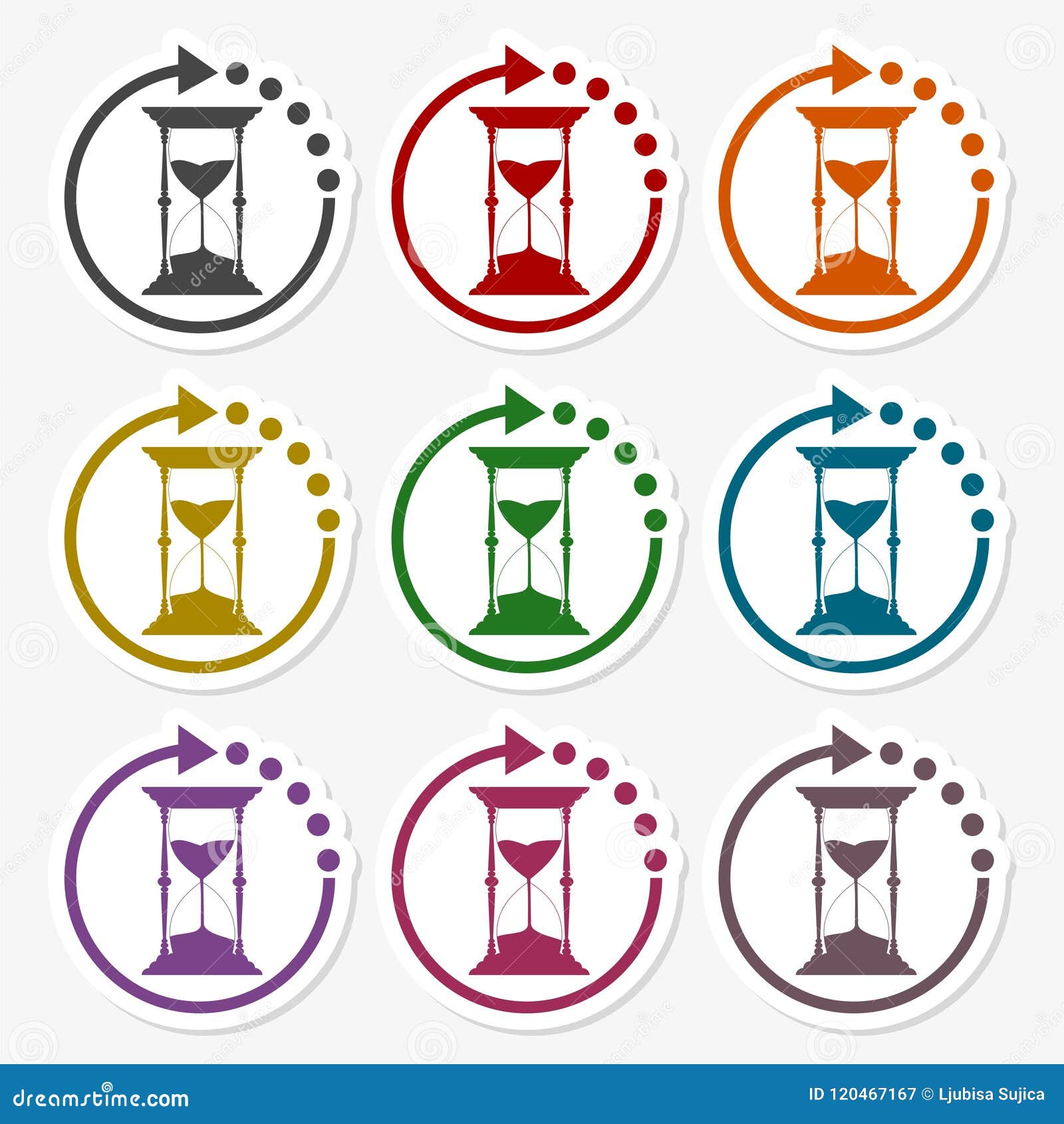 Hourglass sticker set stock illustration. Illustration of hour - 120467167