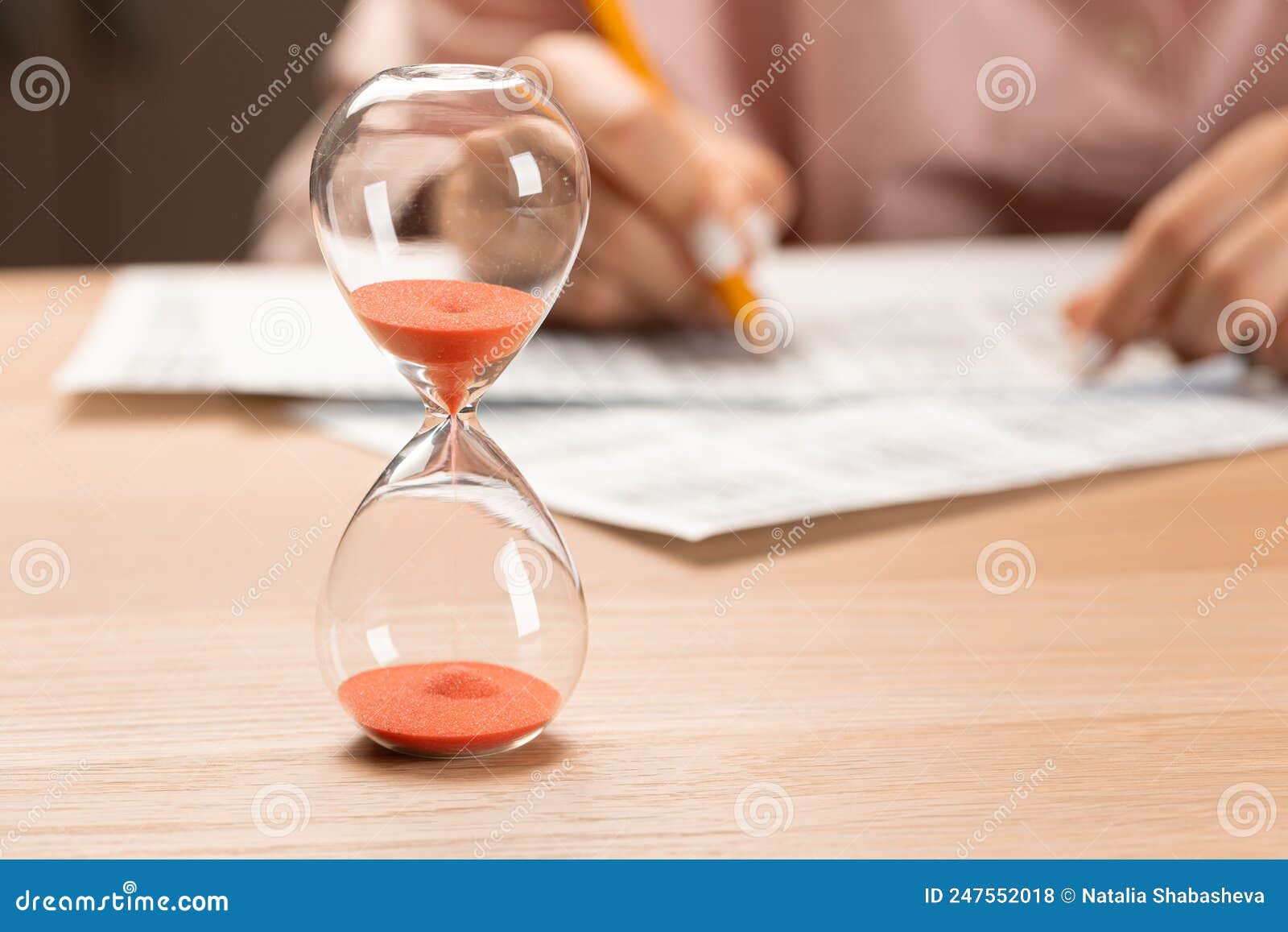 Hourglass with Time Running Out and Student Hand Testing in Exercise ...