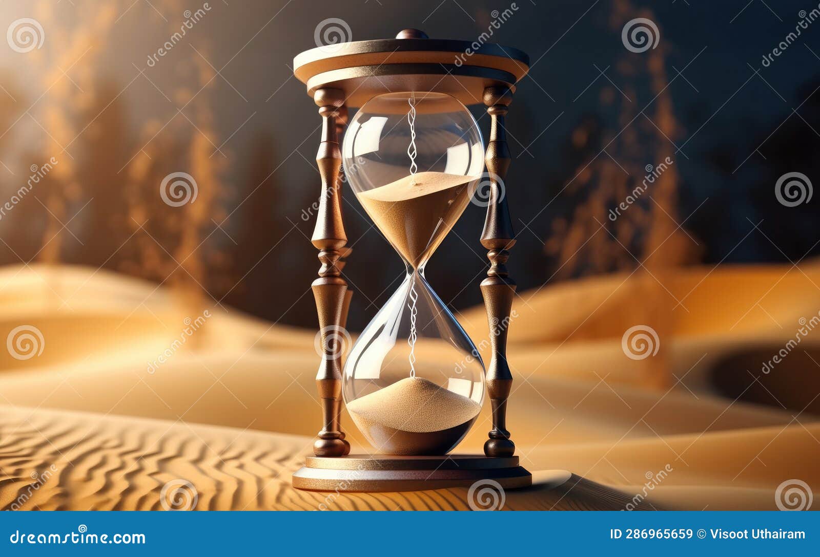 Hourglass Time with Sand Running through Stock Illustration ...