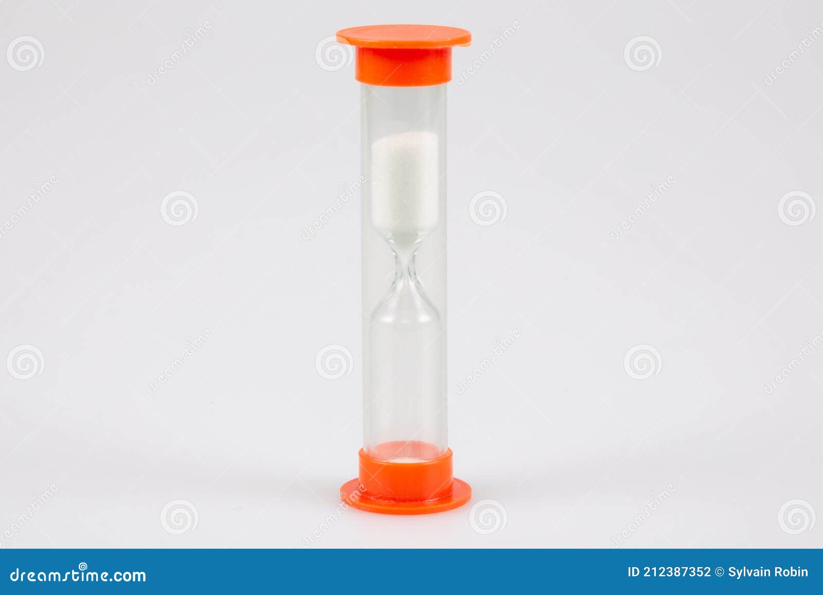 Hourglass Timer Orange in Plastic in Grey Background with White Powder ...
