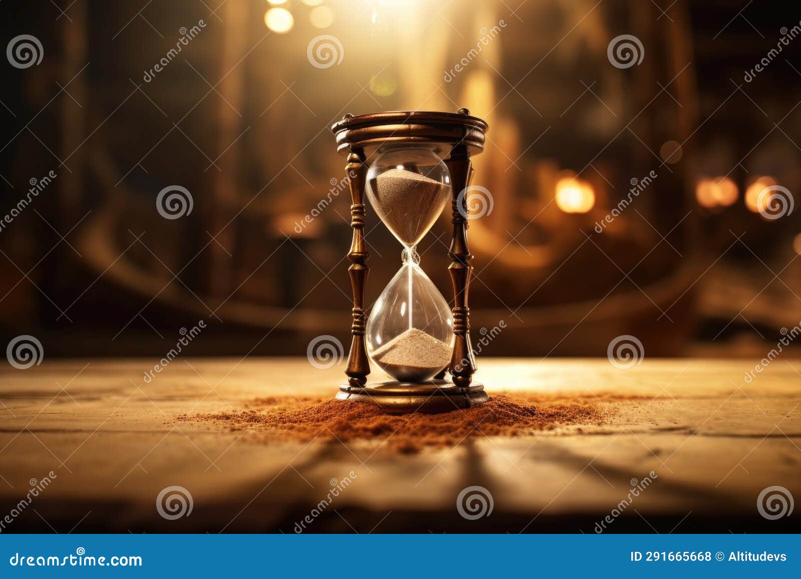 An Hourglass Tipping Over on a Sand-covered Table Stock Photo - Image ...