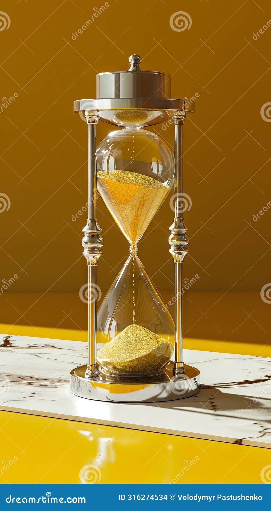 Hourglass on a Yellow Table Stock Photo - Image of table, hourglass ...