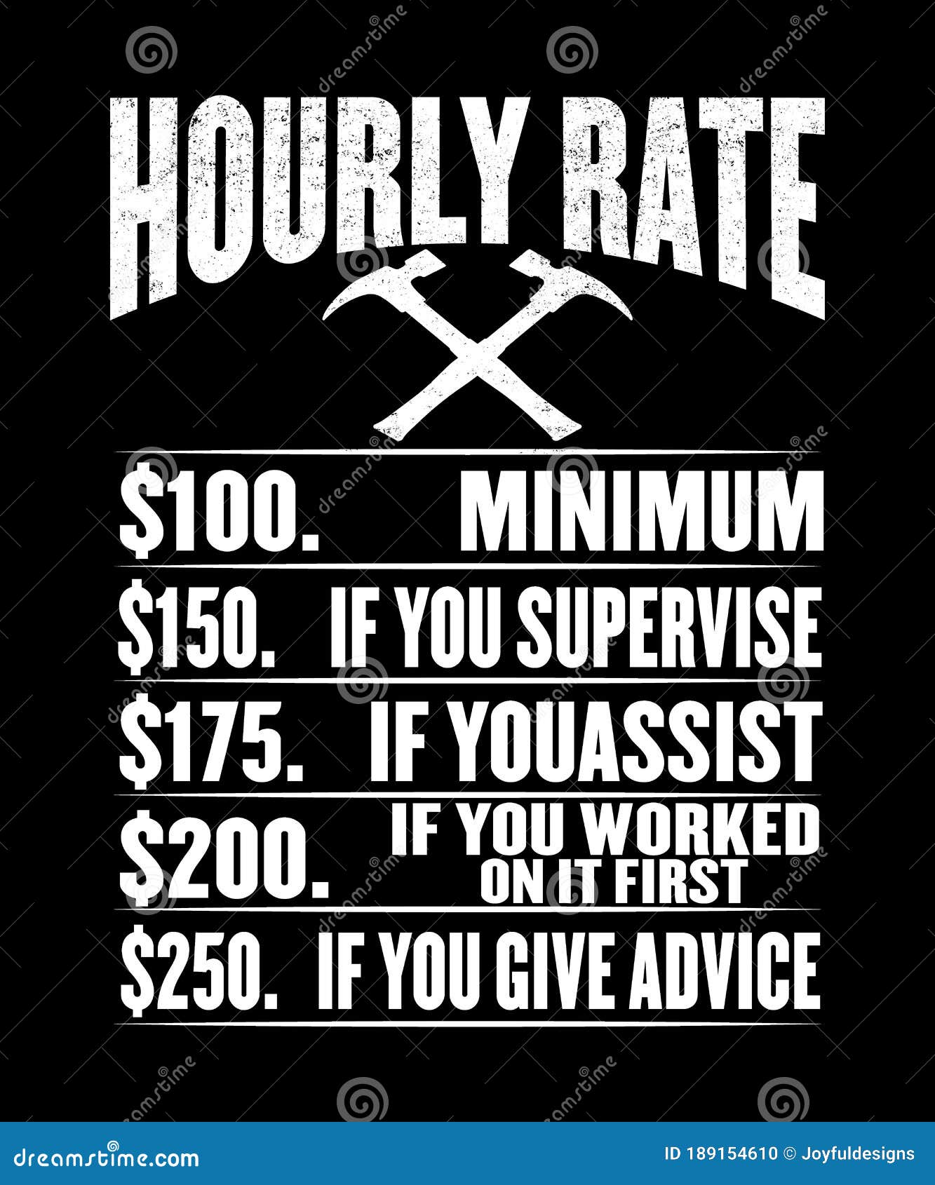 Hourly rate graphic stock illustration. Illustration of message - 189154610