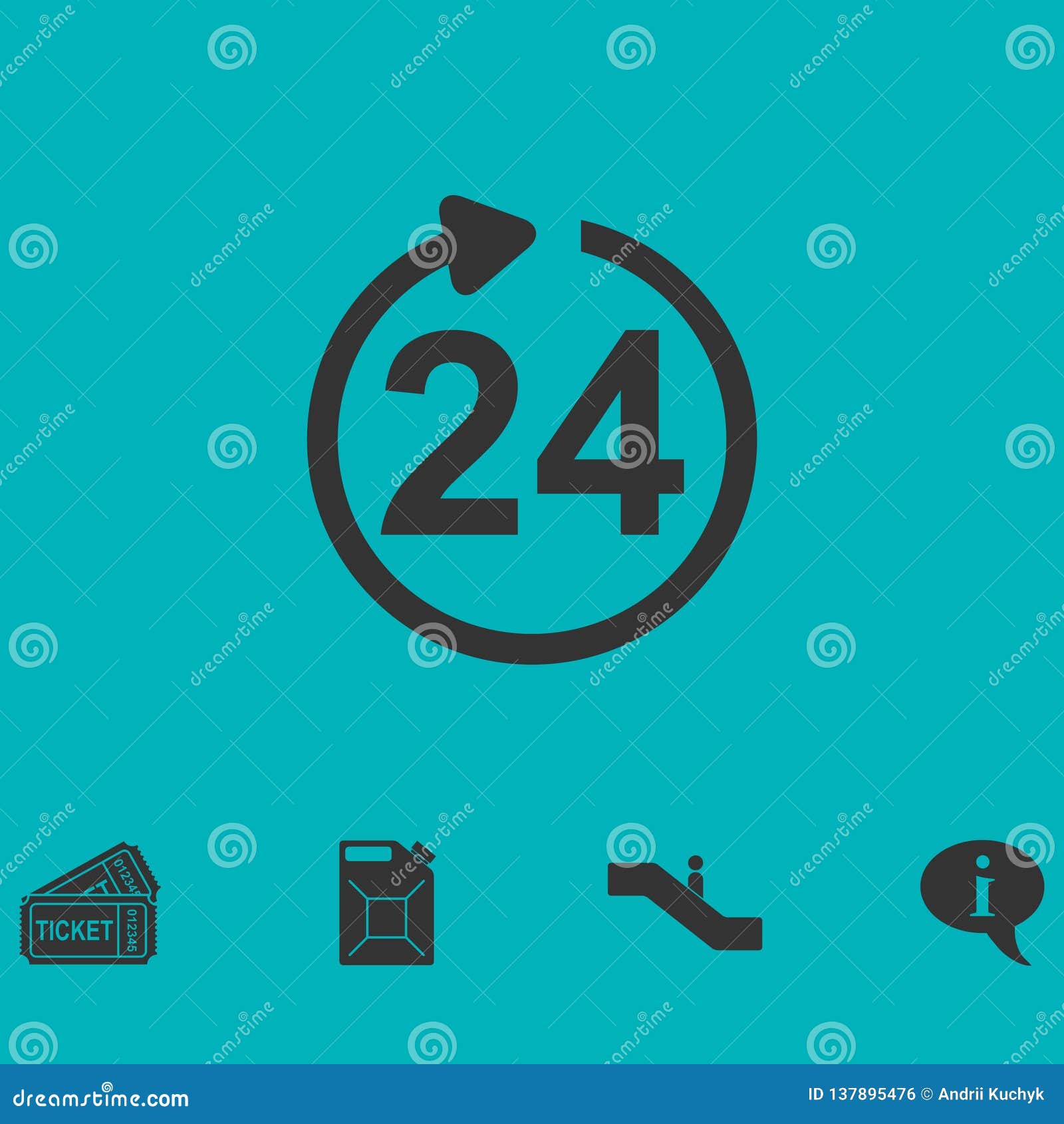 24 Hours Available Icon Flat Stock Vector - Illustration of help ...