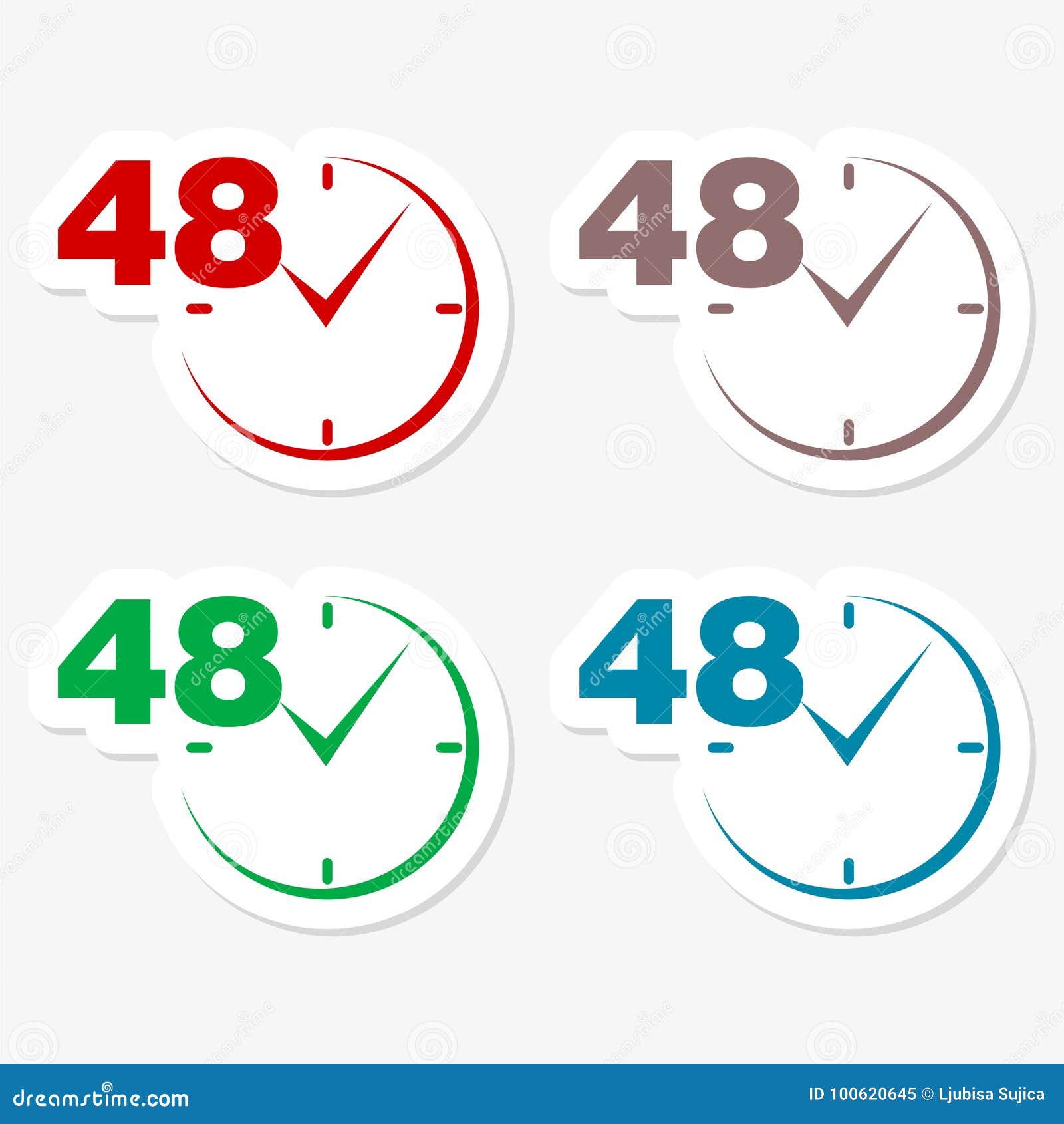 48 Hours Circular Icons Set Stock Vector - Illustration of opening ...
