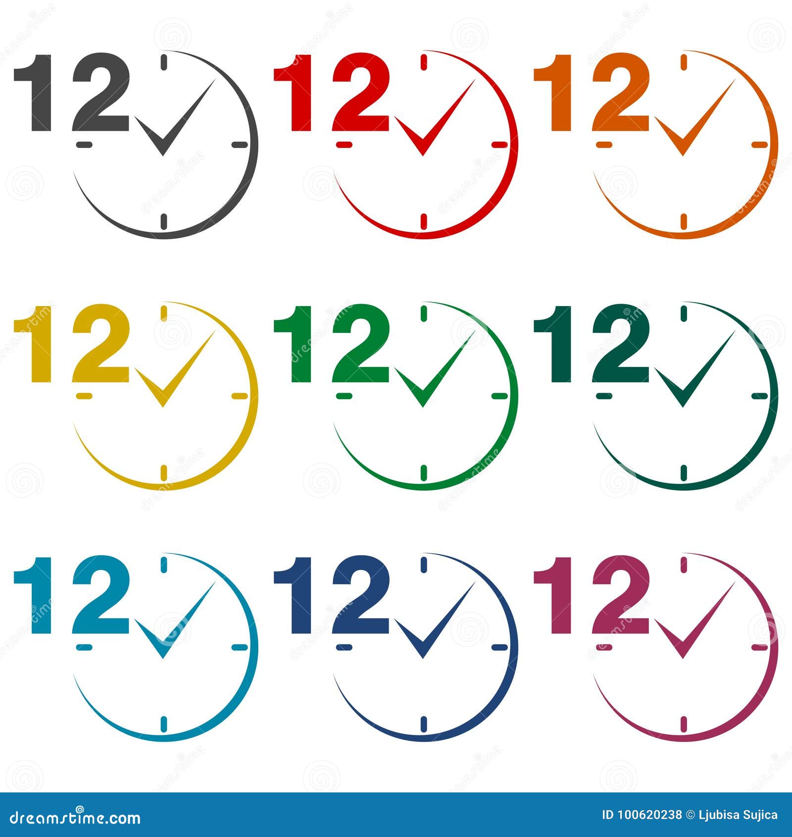 12 Hours Circular Icons Set Stock Vector - Illustration of element ...