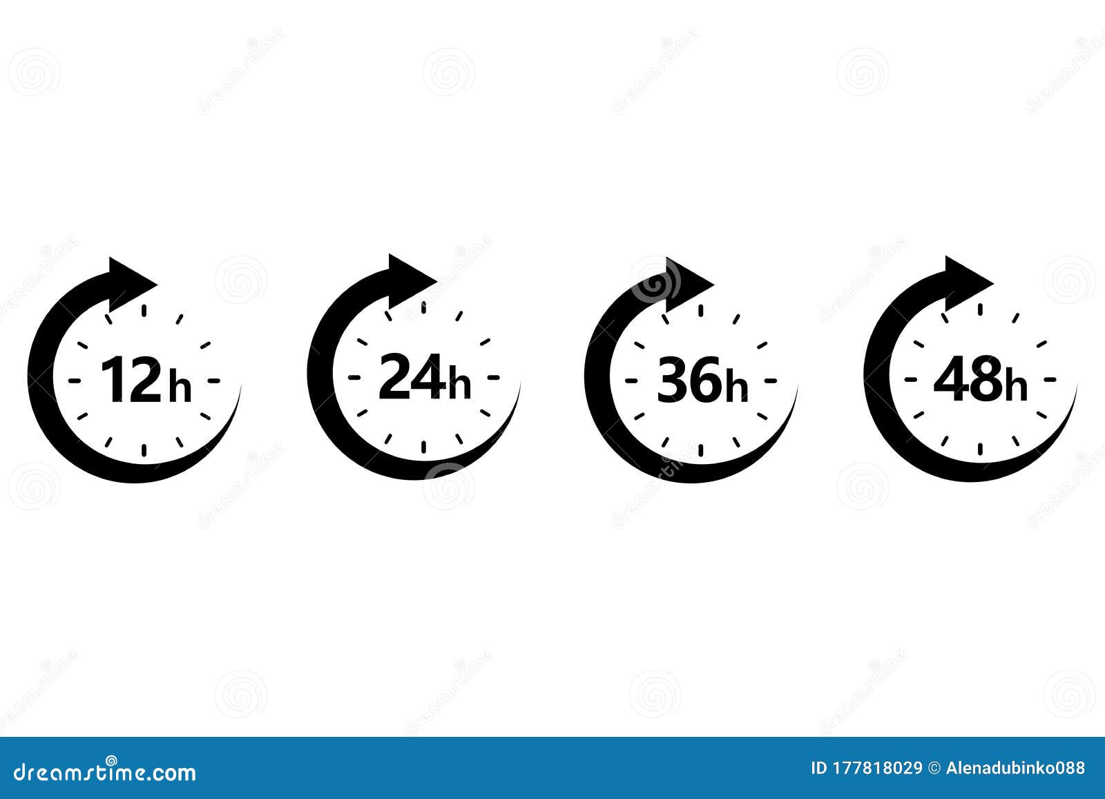 Clock Arrow 1, 3, 6, 9, 12, 16, 24, 48, 72 Hours. Set Of Delivery ...