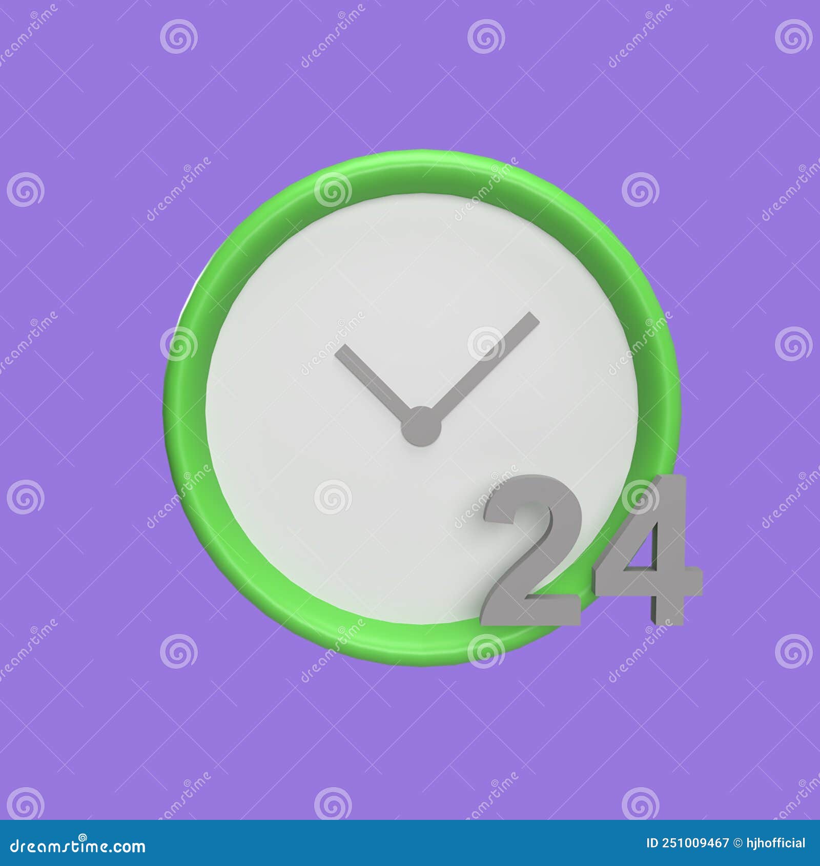 24 Hours Clock 3d Icon Model Cartoon Style Concept. Render Illustration ...