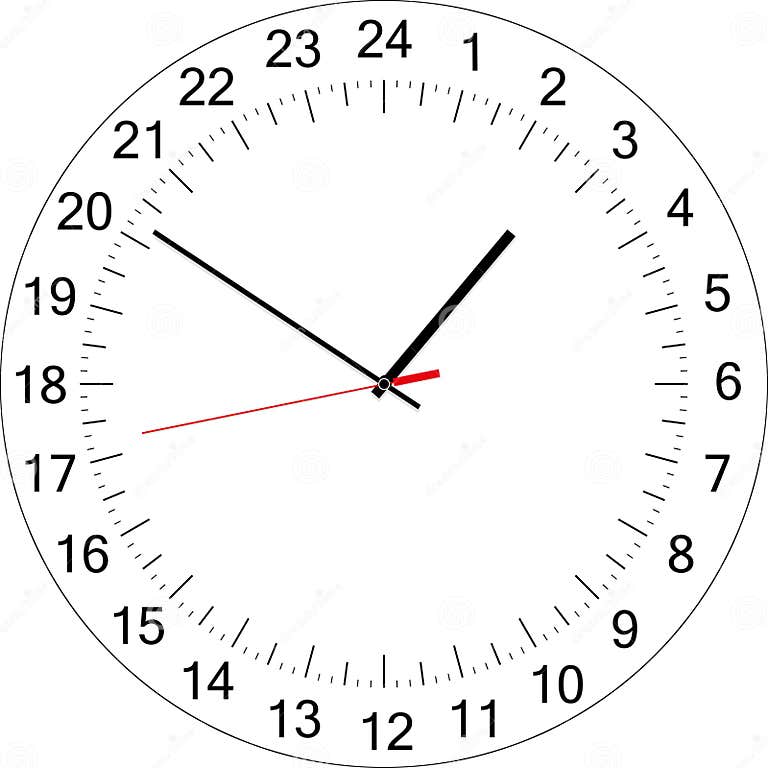 24 Hours Clock Dial. Vector Illustration Stock Vector - Illustration of ...