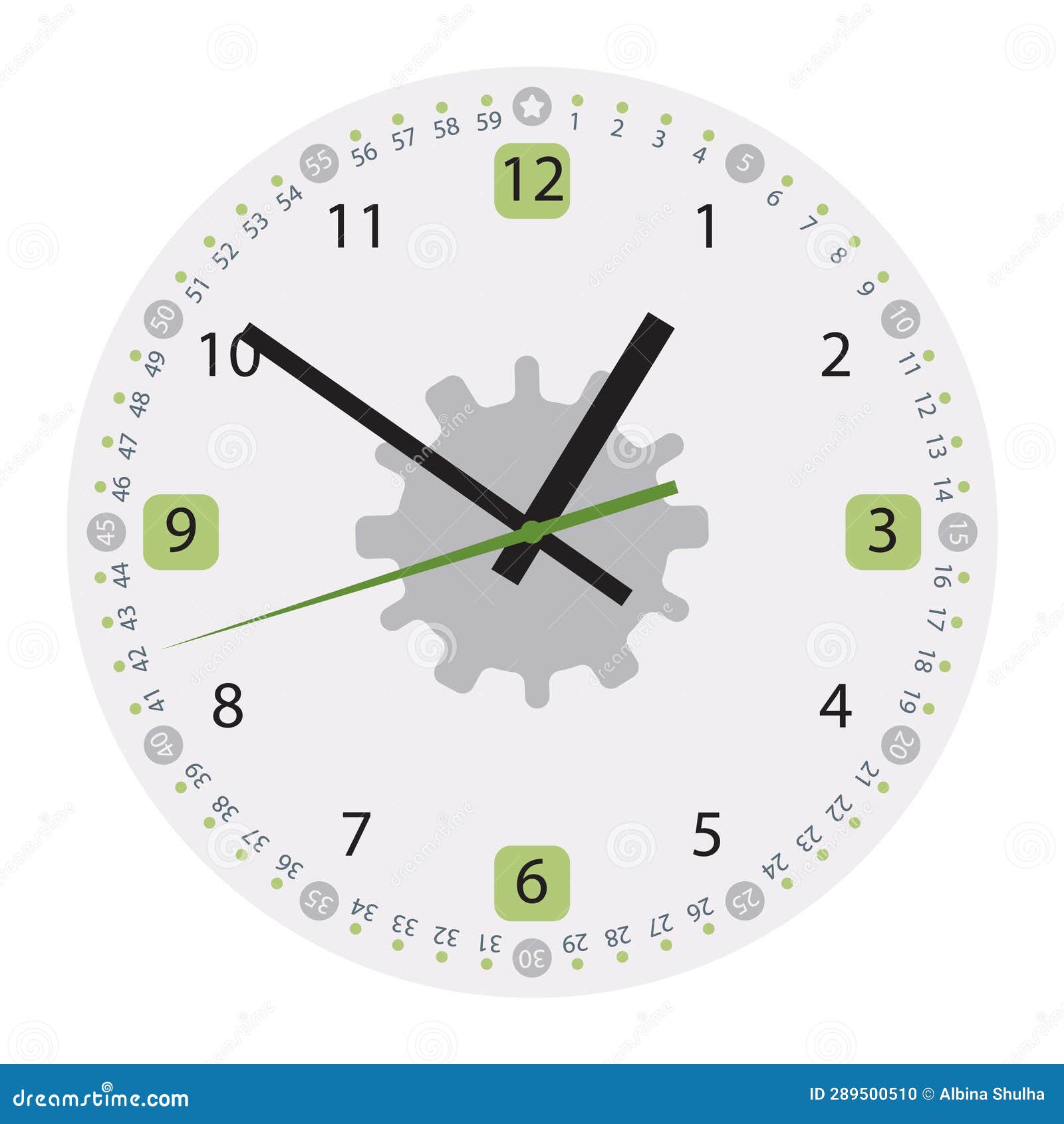 12 Hours Clock Face Template with Arrows Isolated on White. Modern ...