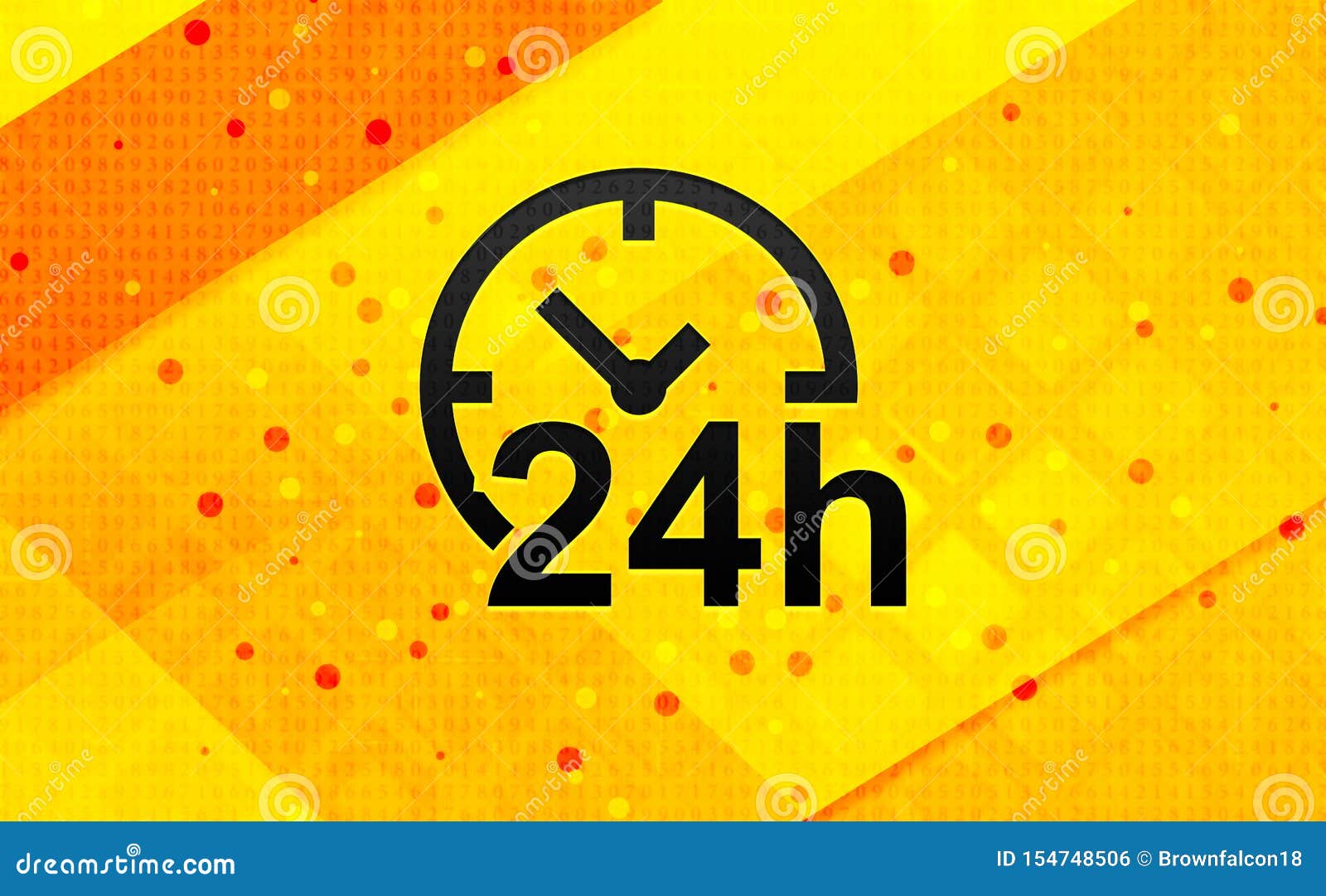 24 Hours Clock Icon Abstract Digital Banner Yellow Background Stock ...