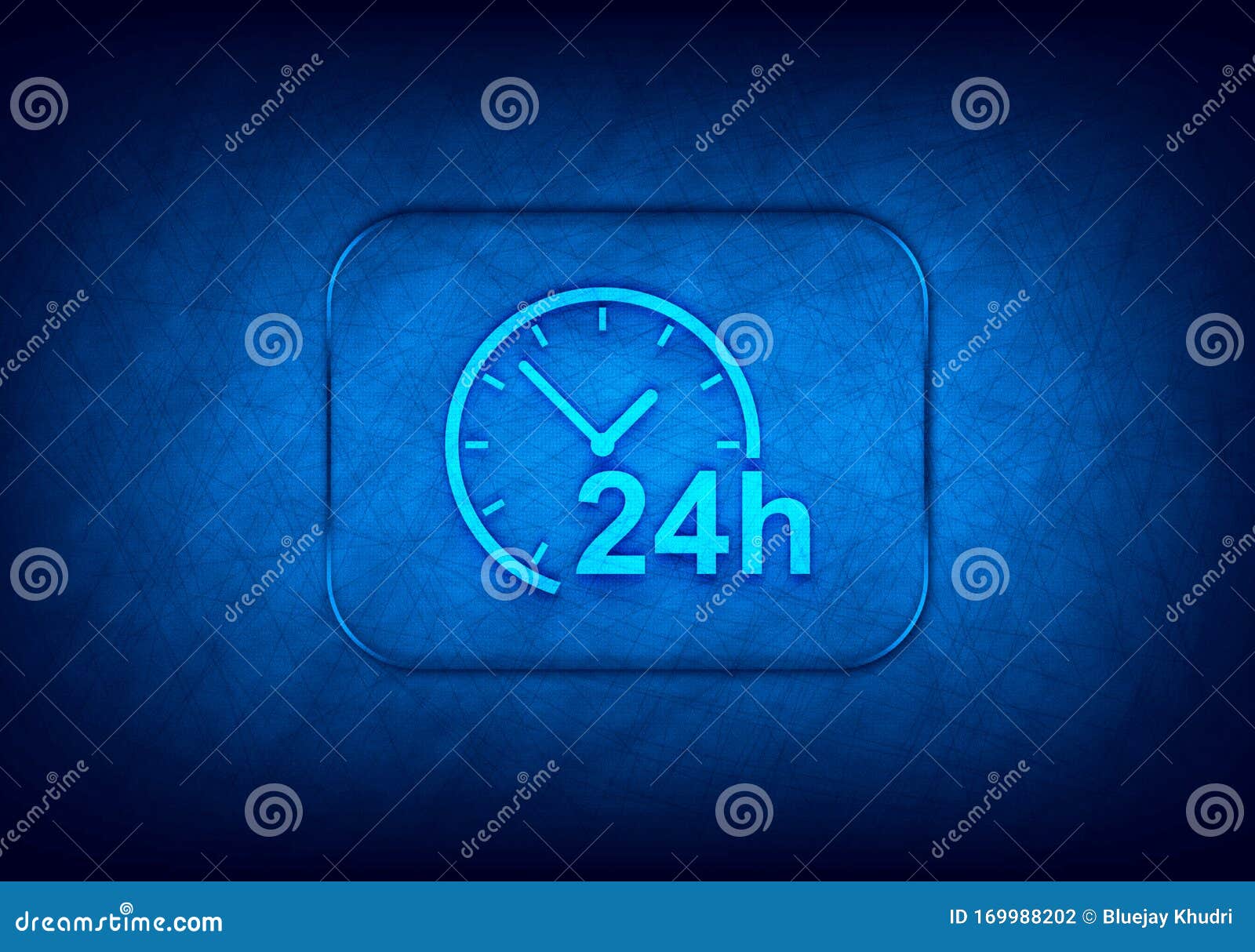 24 Hours Clock Icon Abstract Digital Design Blue Background Stock ...