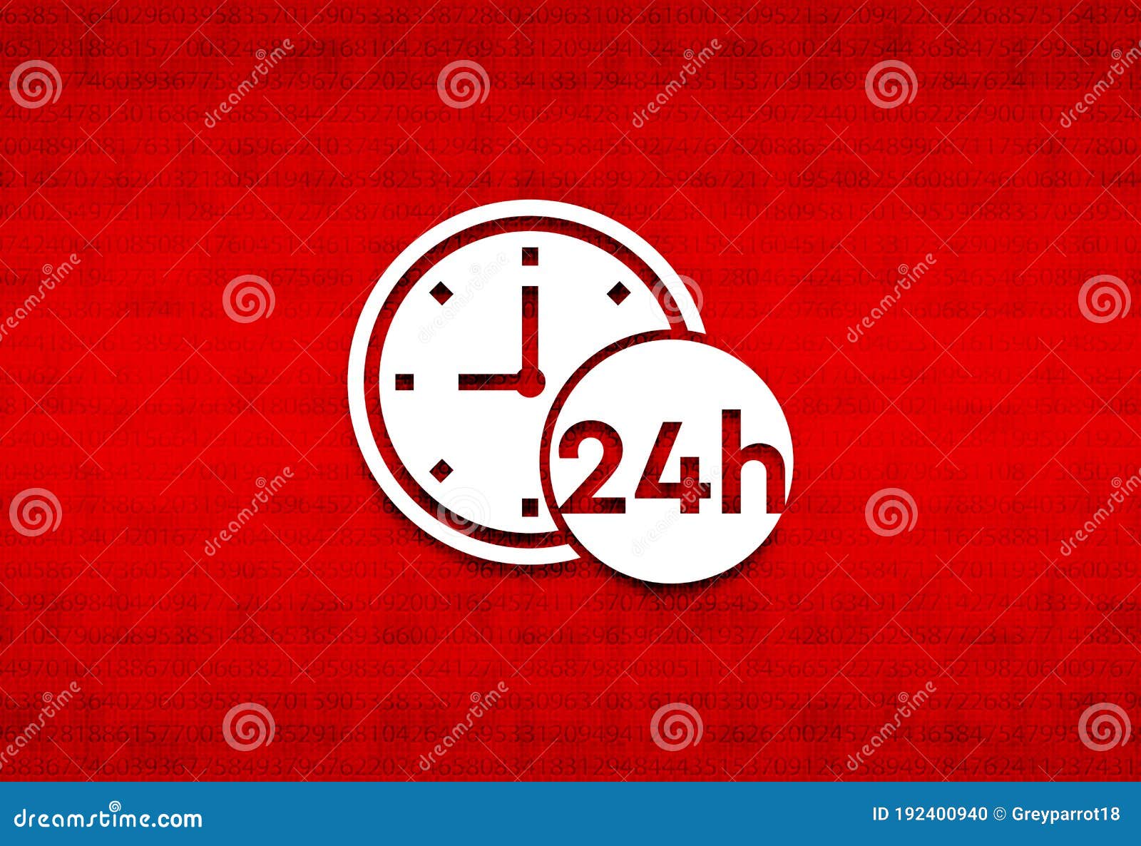 24 Hours Clock Icon Abstract Digital Screen Red Background Illustration ...
