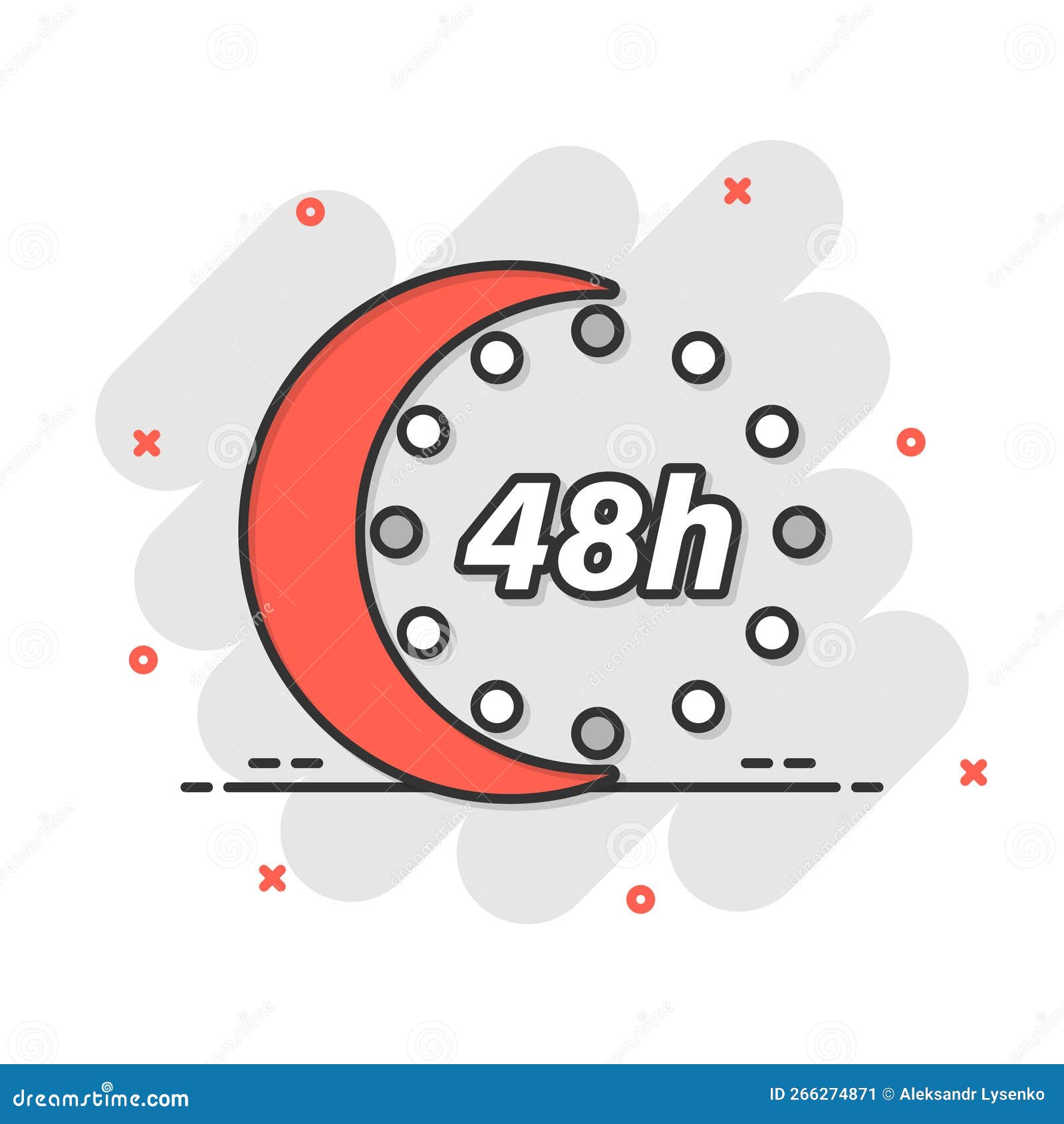 48 Hours Clock Icon in Comic Style. Timer Countdown Cartoon Vector ...