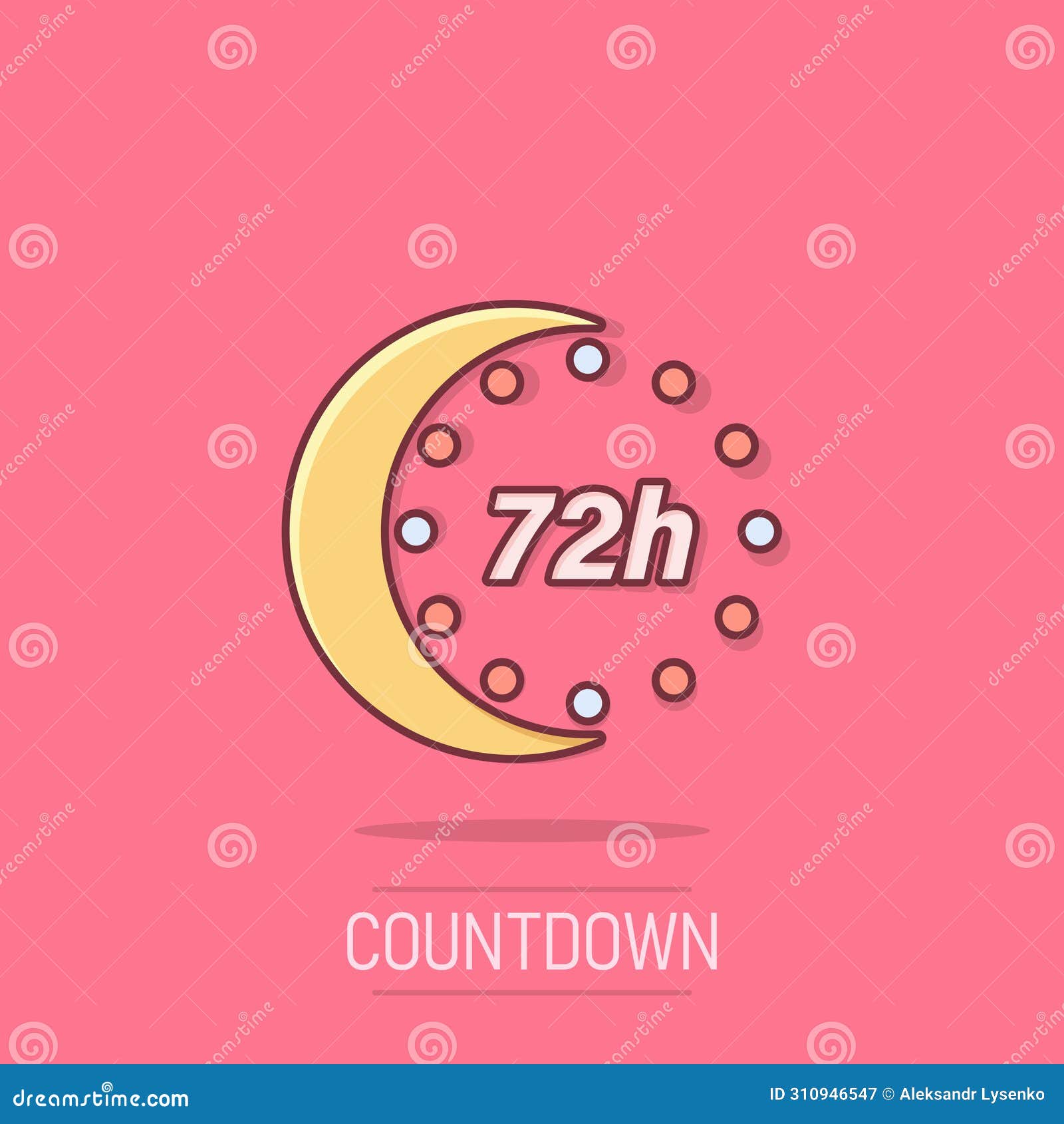 72 Hours Clock Icon In Comic Style. Timer Countdown Cartoon Vector ...