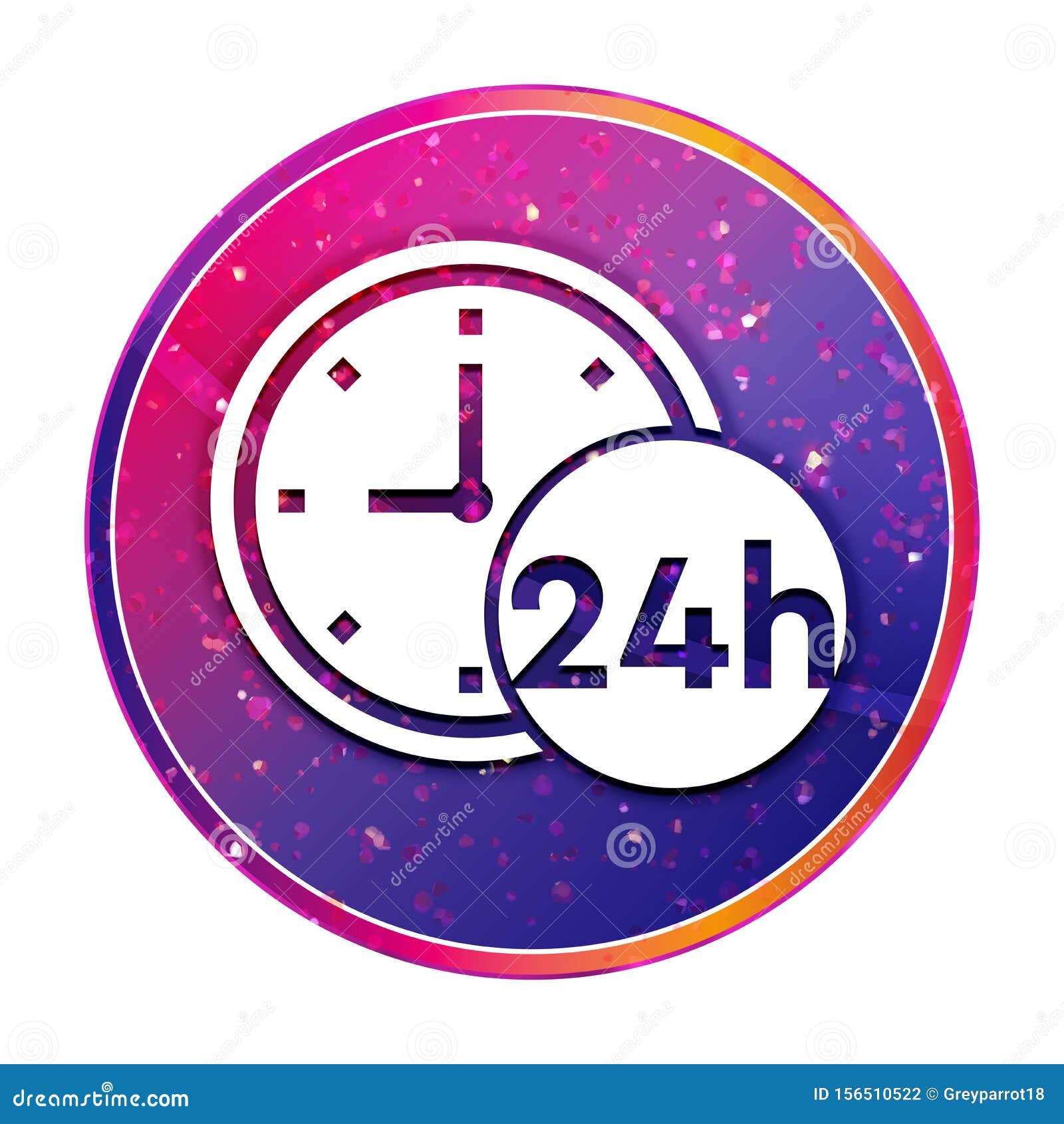 24 Hours Clock Icon Creative Trendy Colorful Round Button Illustration ...