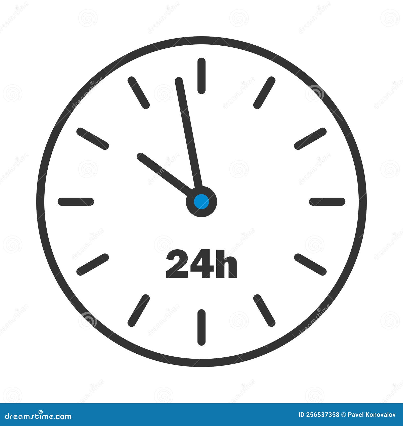 24 Hours Clock Icon stock vector. Illustration of line - 256537358
