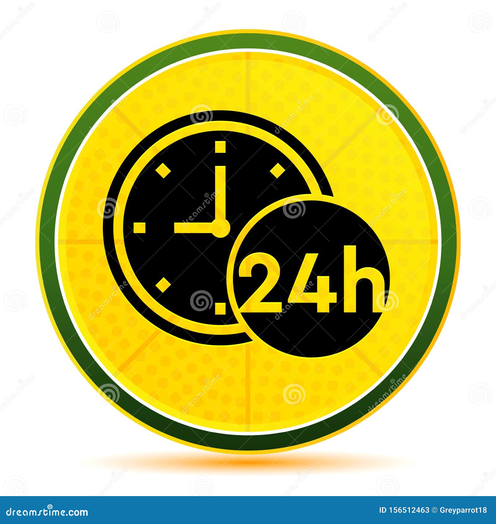 24 Hours Clock Icon Lemon Lime Yellow Round Button Illustration Stock ...