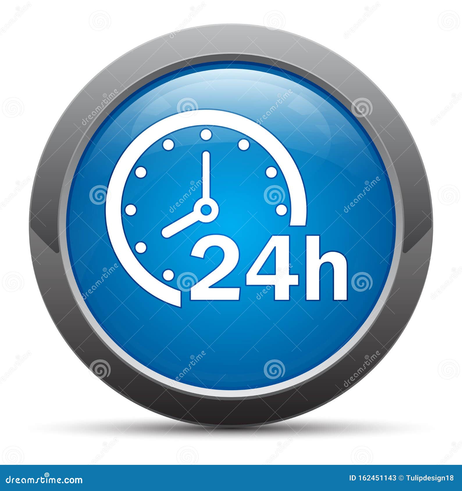 24 Hours Clock Icon Premium Blue Round Button Vector Illustration Stock ...