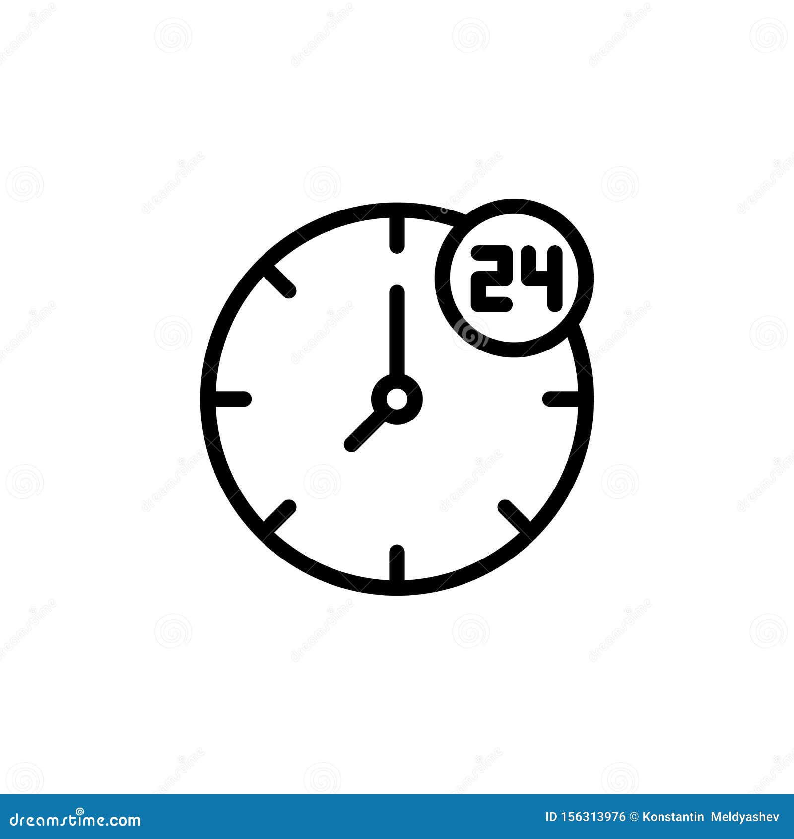 24 Hours, Clock Icon. Simple Thin Line, Outline Vector of Project ...