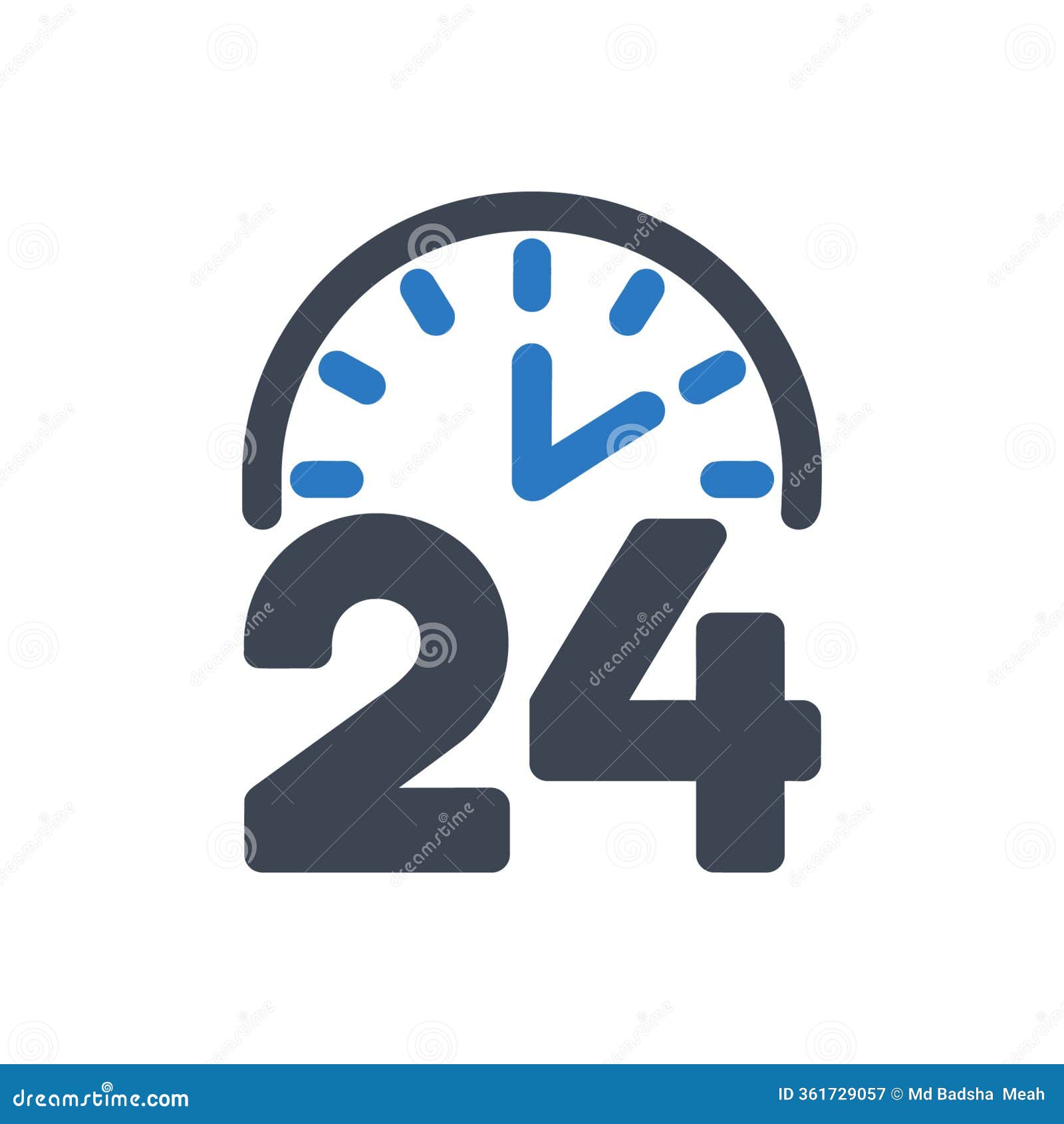 24 Hours Clock Sign Icon In Comic Style. Twenty Four Hour Open Vector ...
