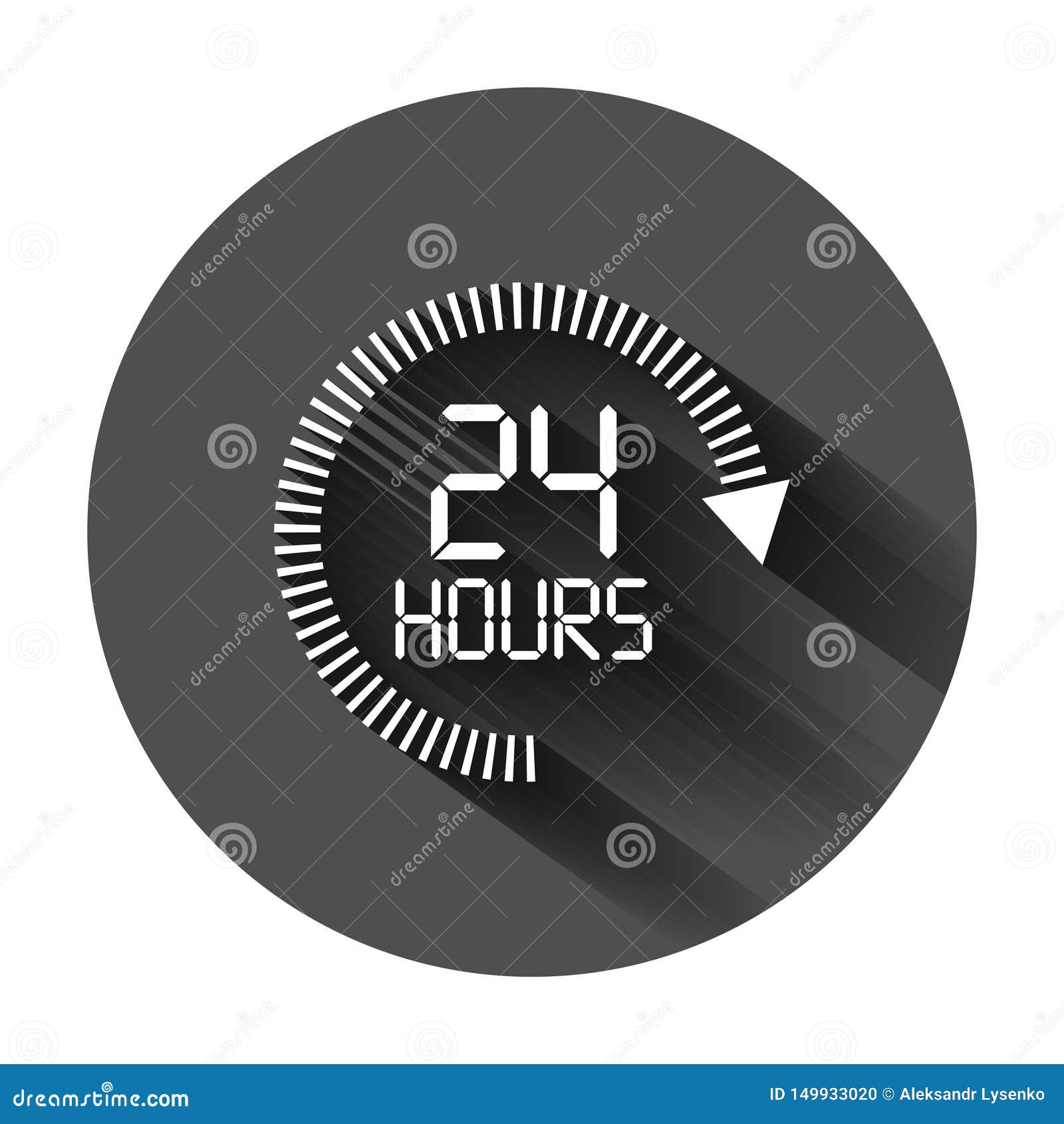 24 Hours Clock Sign Icon in Flat Style. Twenty Four Hour Open Vector ...
