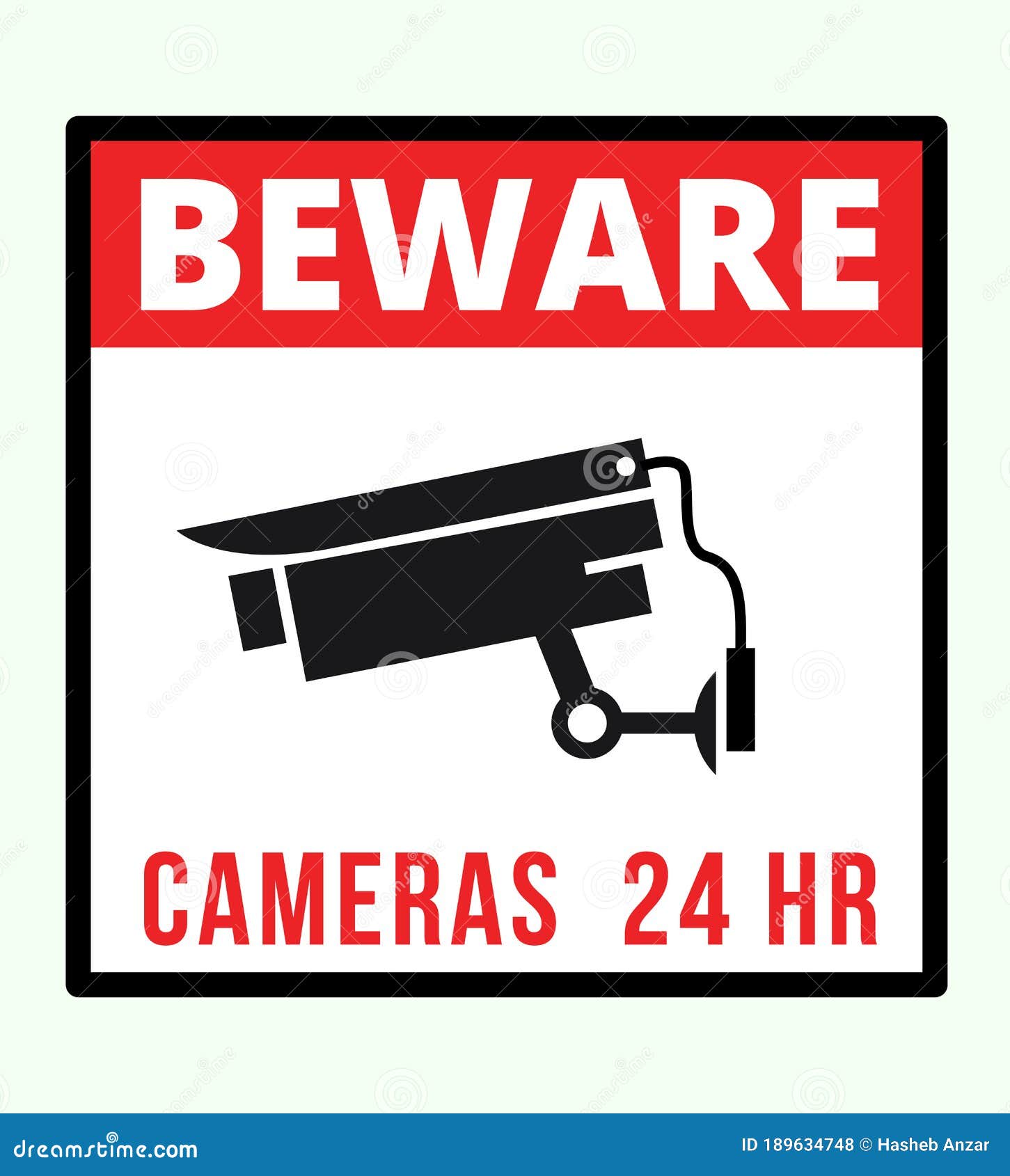 Beware Security Notice Under Surveillance Sign, Caution CCTV Camera in ...
