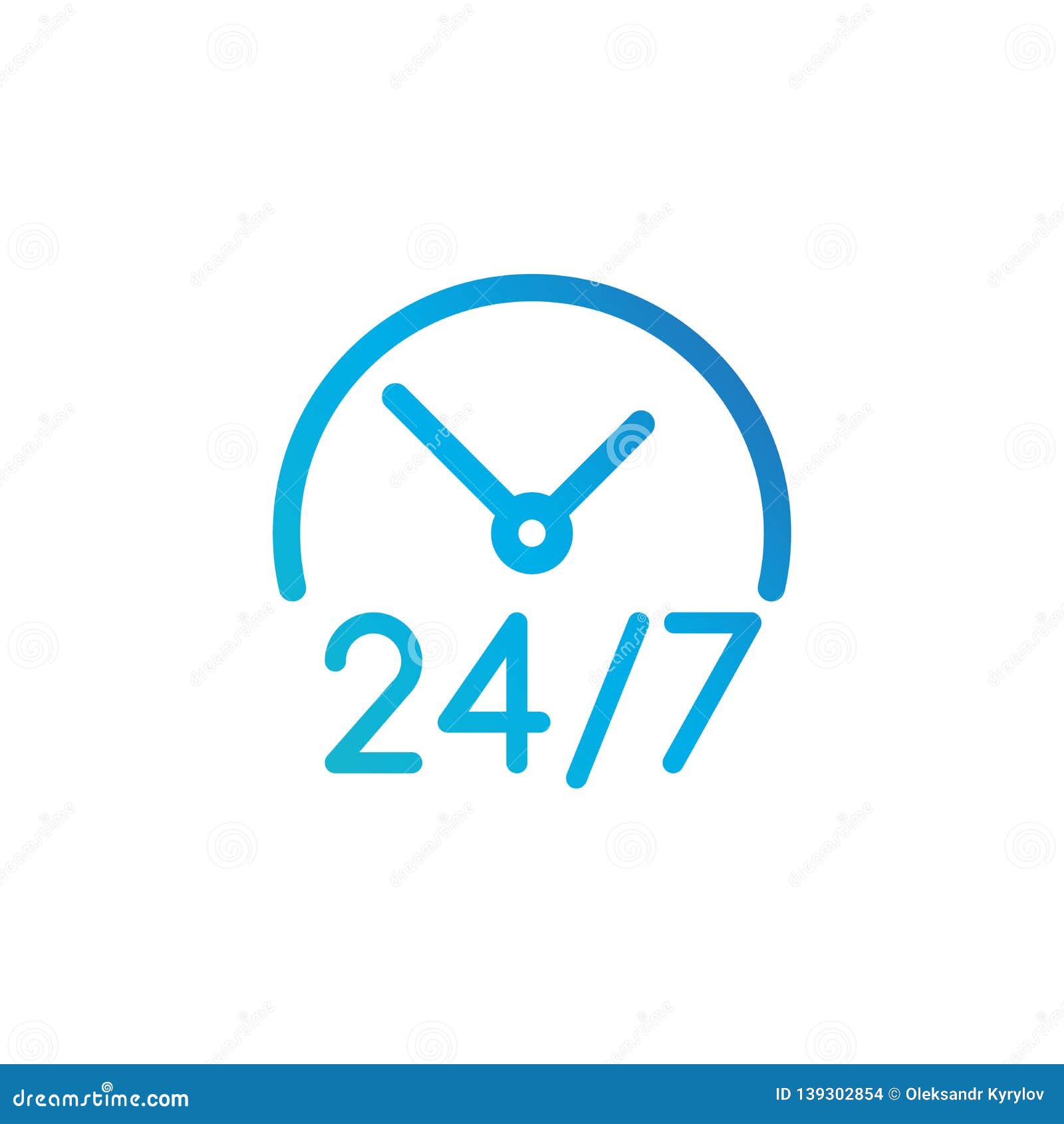 24 Hours 7 Days Icon. Time Clock Icon Vector Illustration. Vector ...