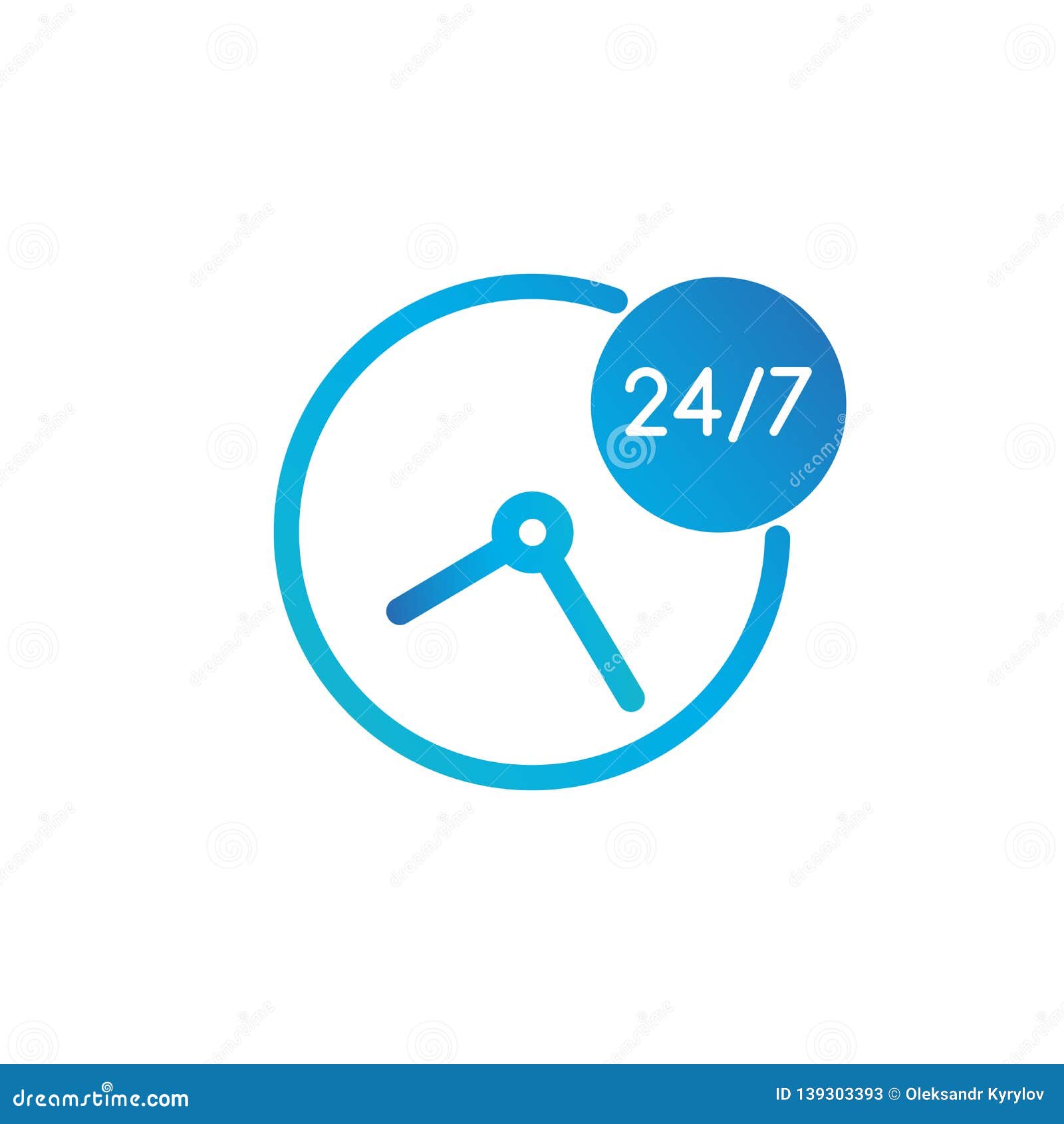 24 Hours 7 Days Icon. Time Clock Icon Vector Illustration. Vector ...