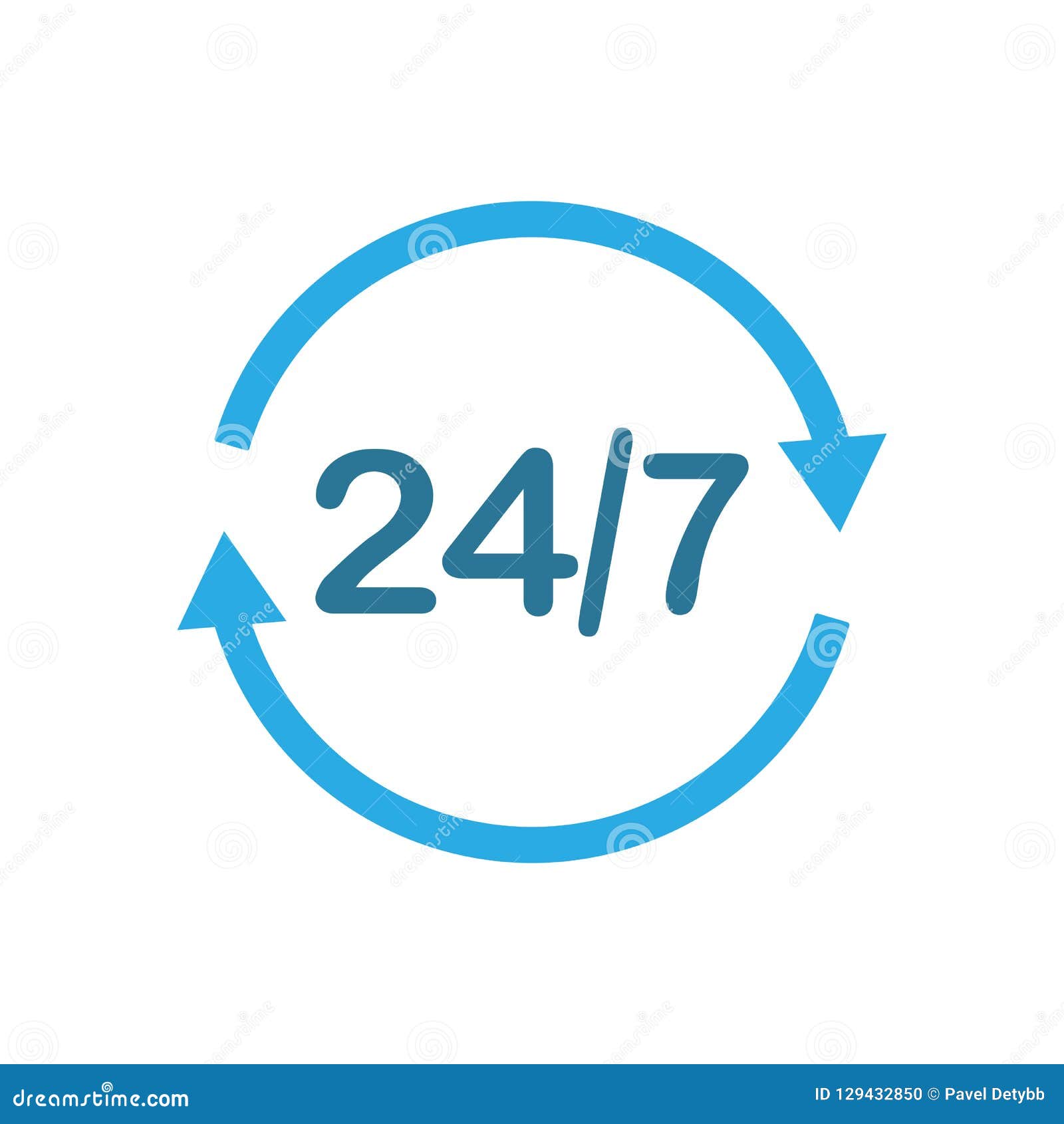 24 Hours 7 Days Icon. Time Clock Icon Vector Illustration. Flat Design ...