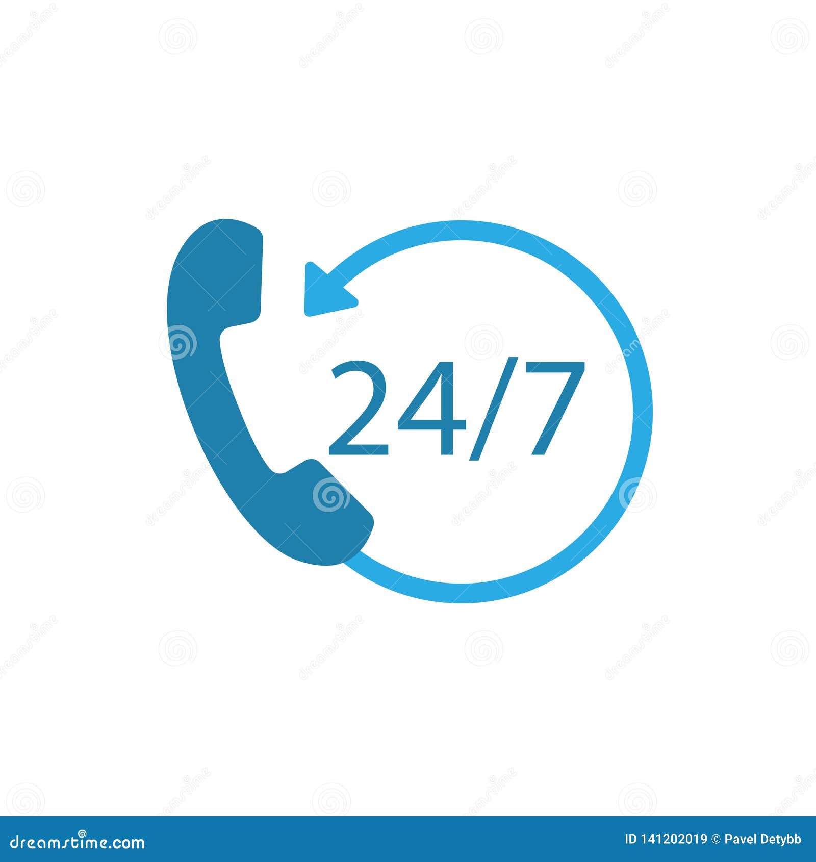 24 Hours 7 Days Icon. Time Clock Icon Vector Illustration. Flat Design ...