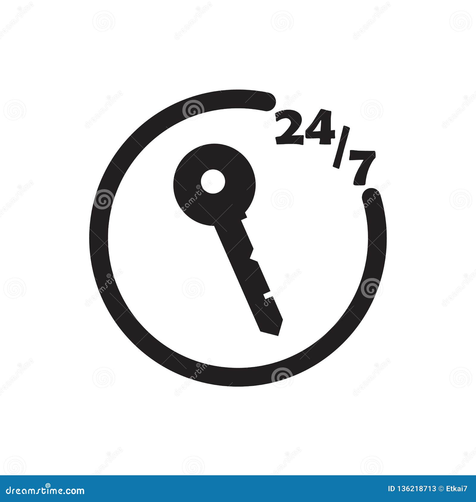 24 Hours 7days Locksmith Icon Black Vector Design Illustration Stock ...