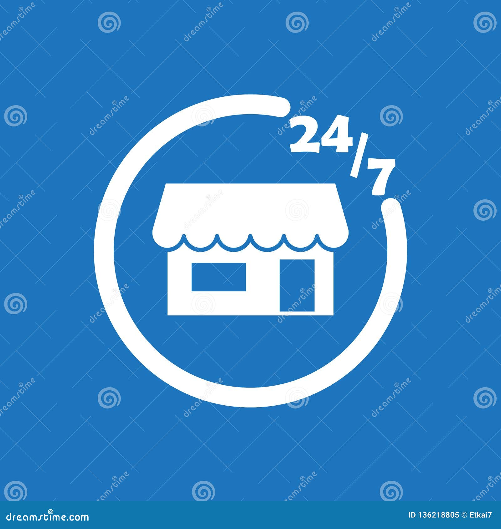 24 Hours 7days Store Icon Flat Vector Design Illustration Stock Vector ...