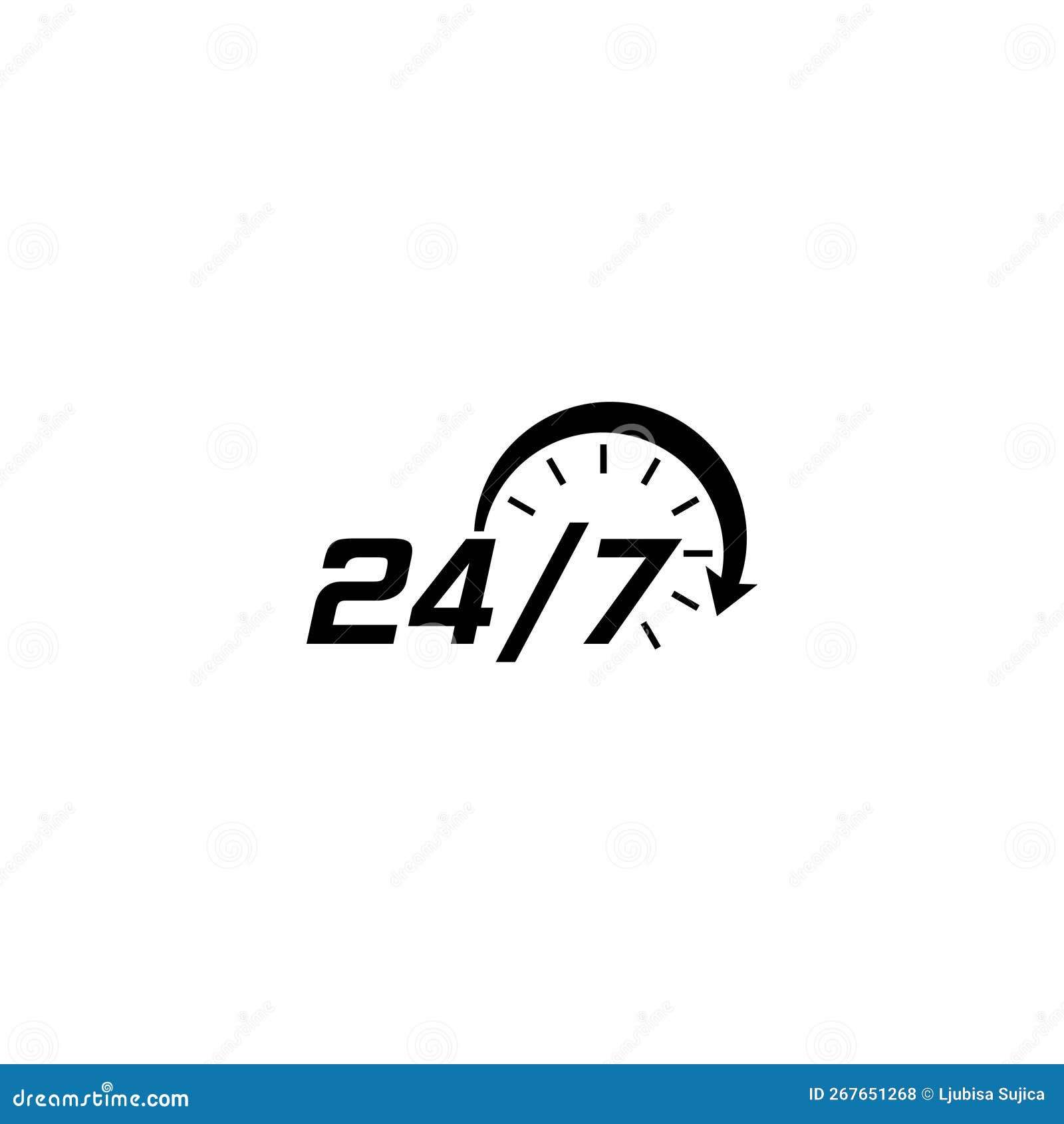 24 Hours 7 Days in Week Support Icon Isolated on White Background Stock ...
