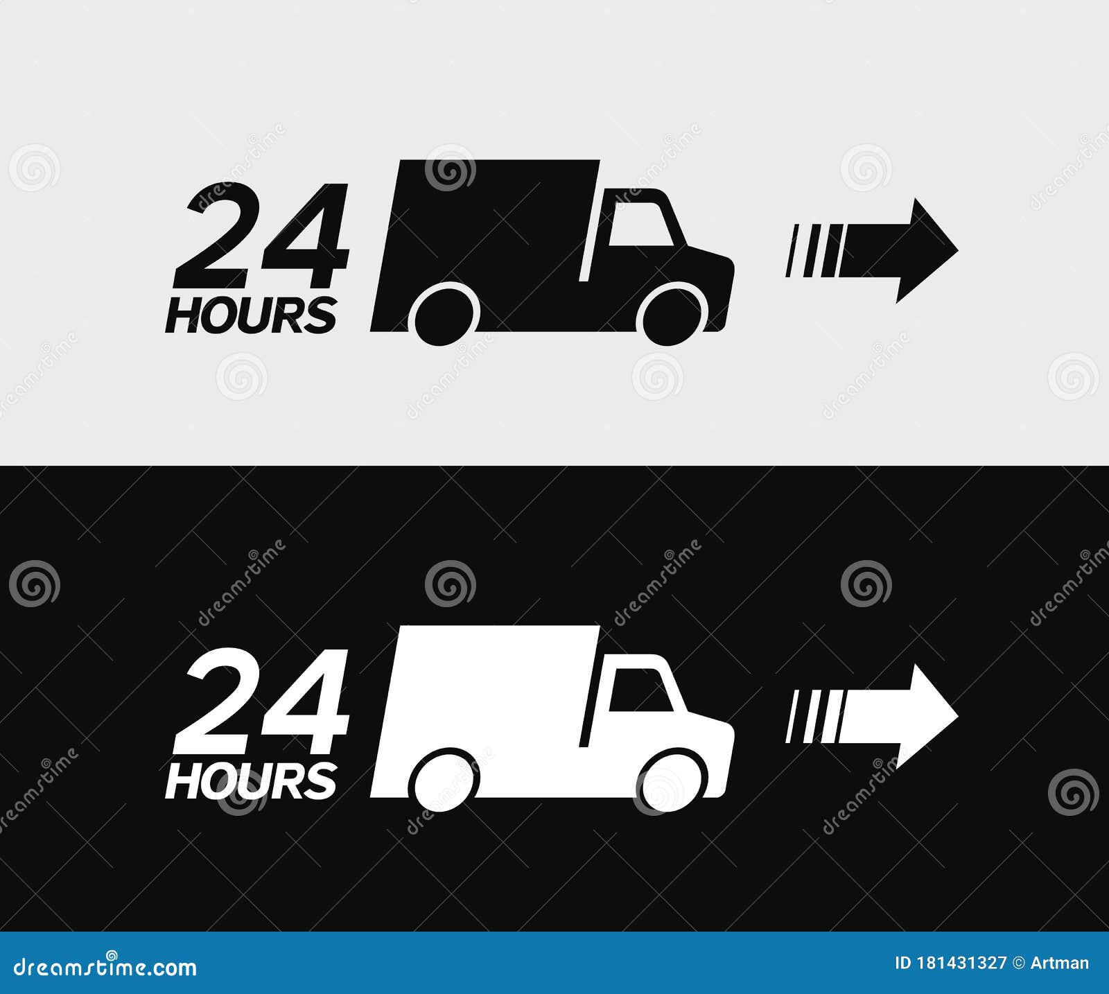 24 Hours Delivery Truck Vector Icon Stock Vector - Illustration of ...