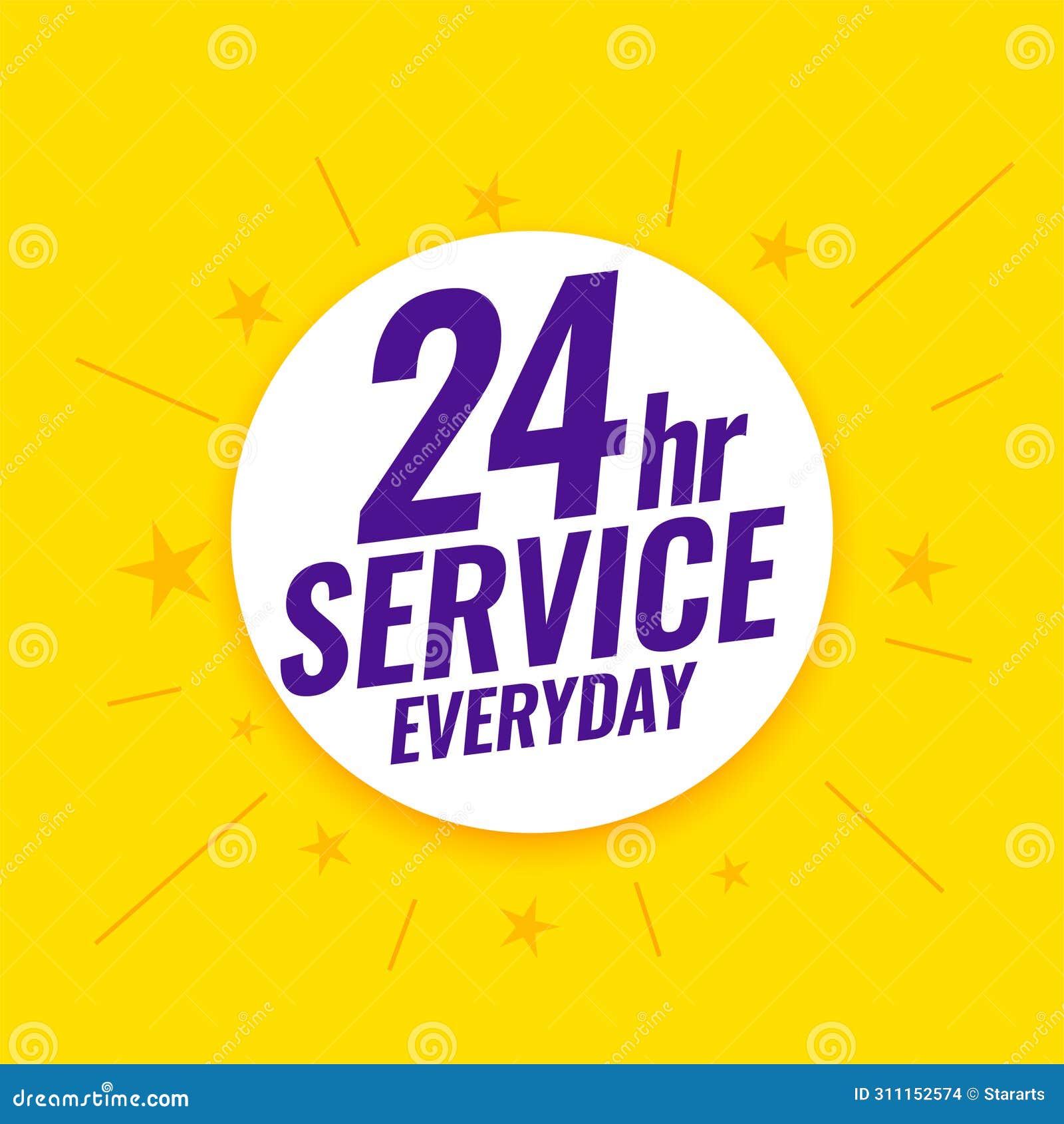 24 Hours Everyday Open Time Service Flat Poster Stock Vector ...