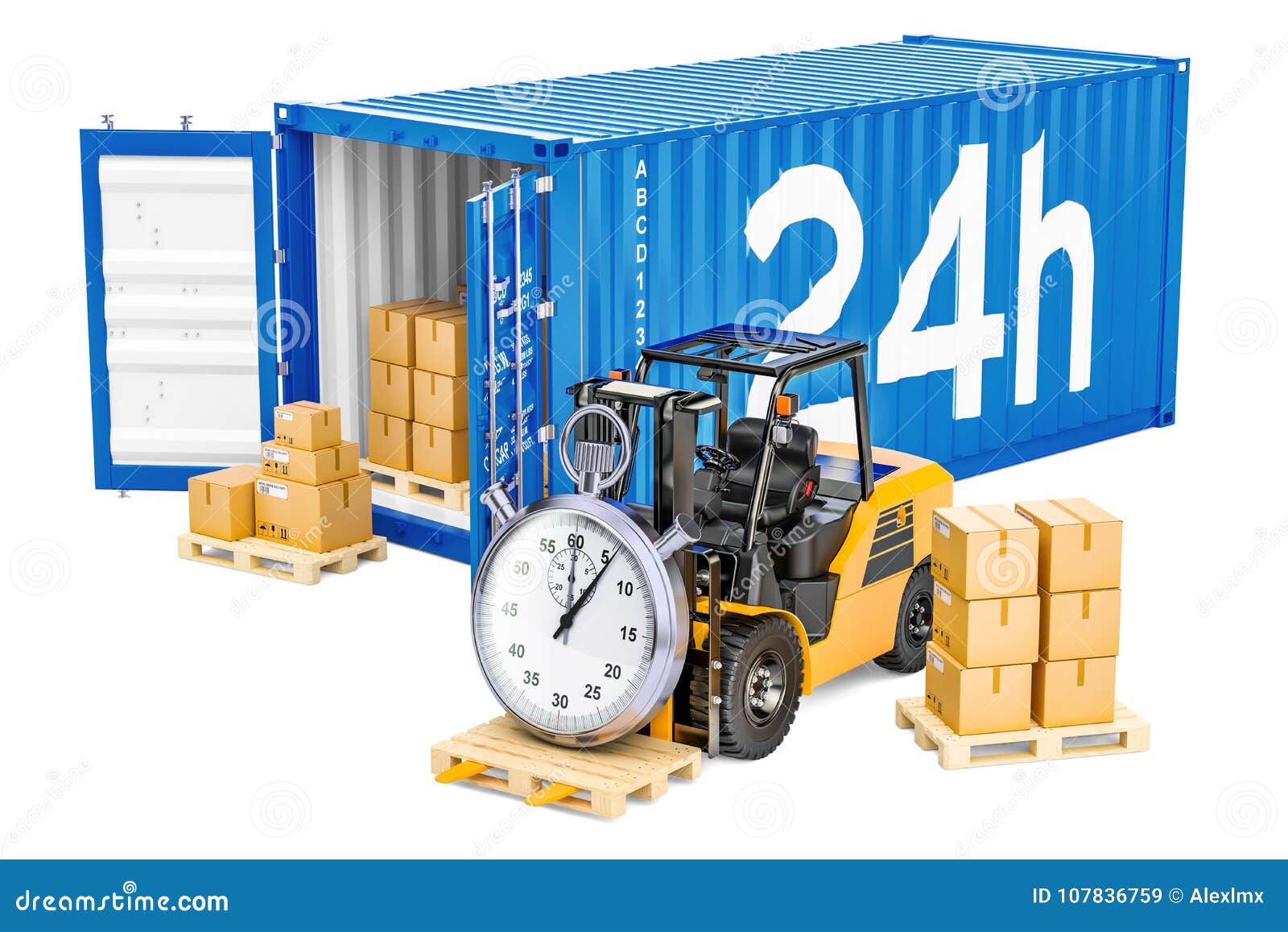 24 Hours Fast Cargo Shipping Concept, 3D Stock Illustration ...