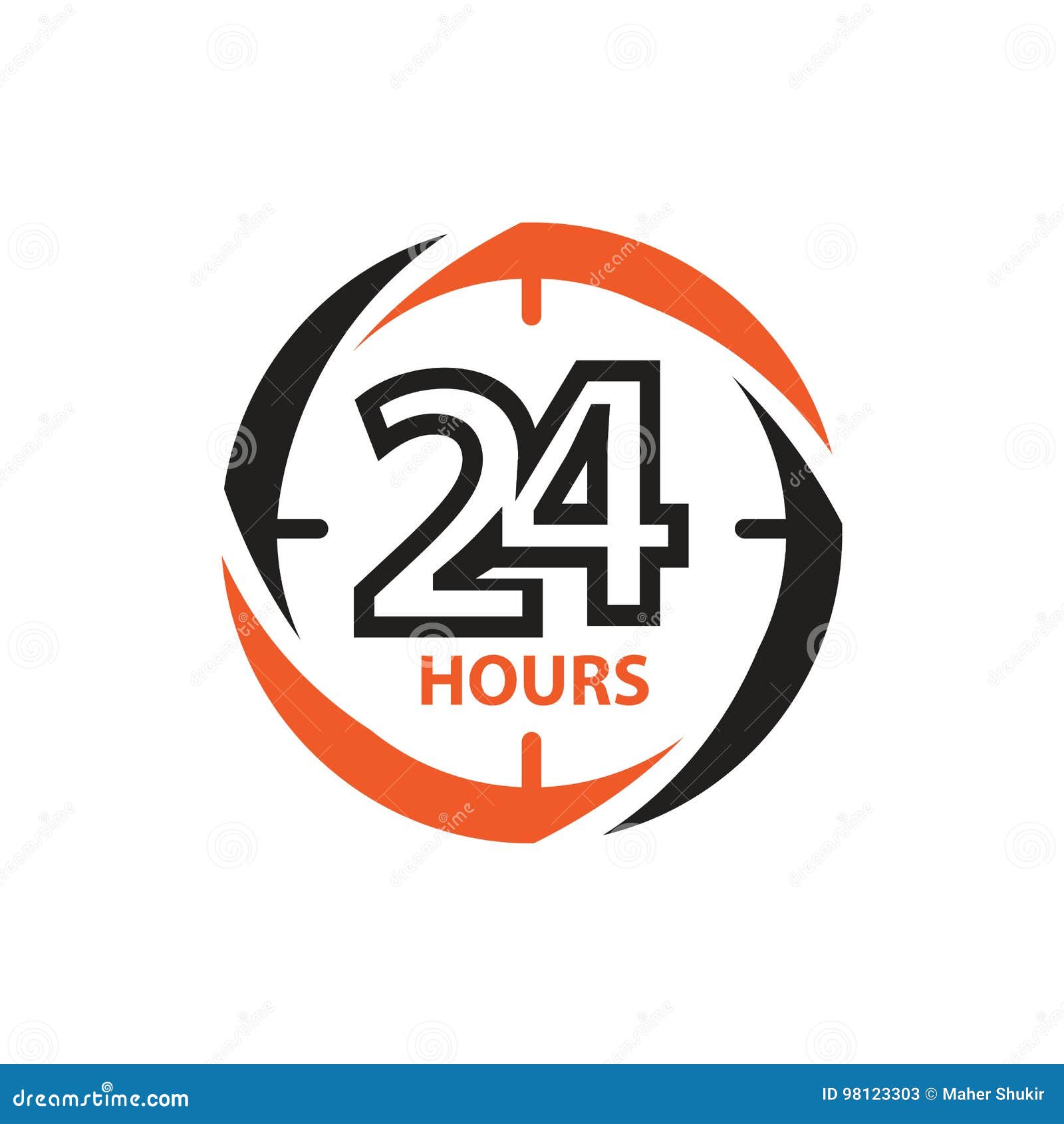 24 hours icon stock vector. Illustration of black, graphic - 98123303