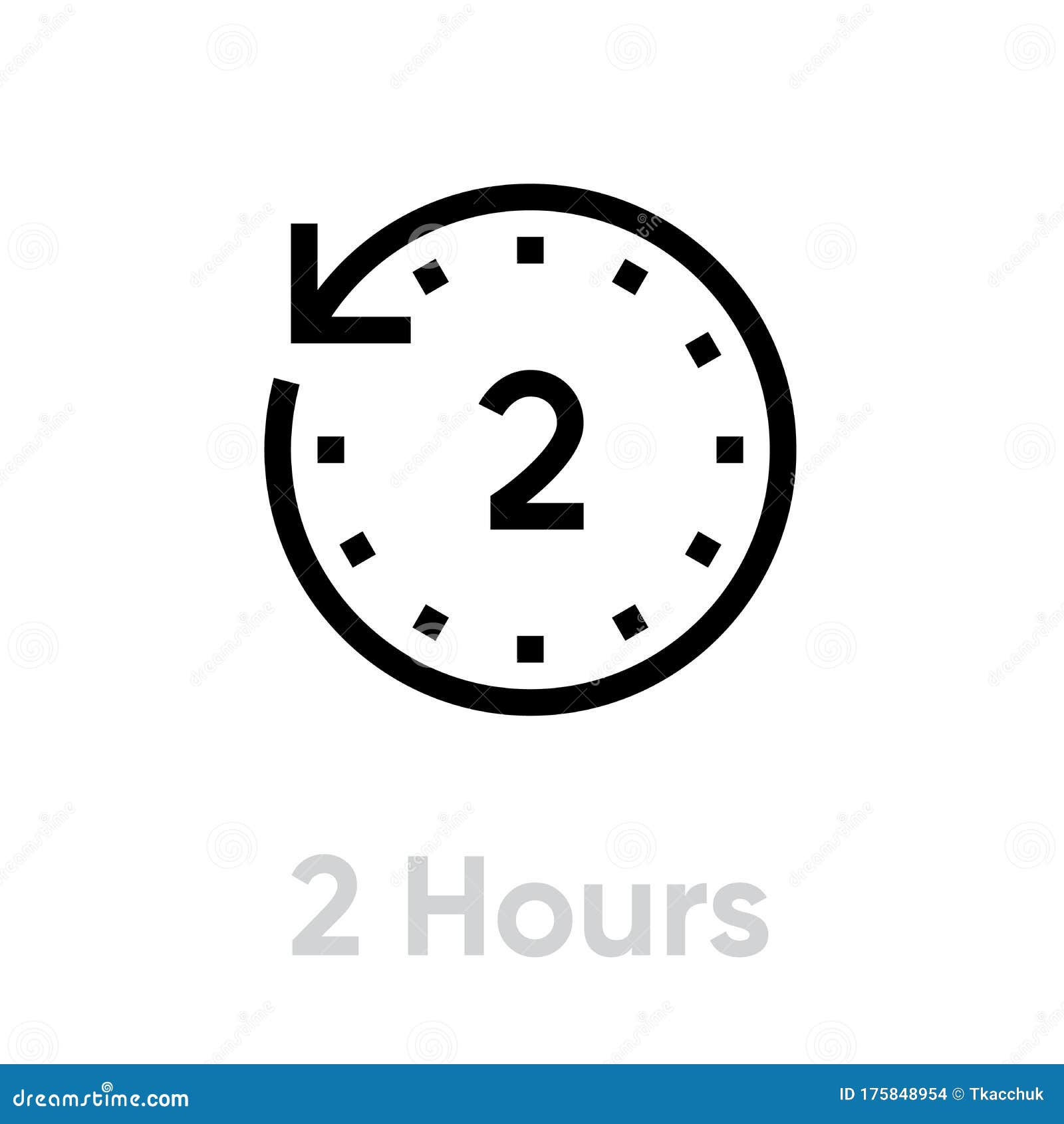 2 Hours Icon. Editable Vector Outline Stock Vector - Illustration of ...