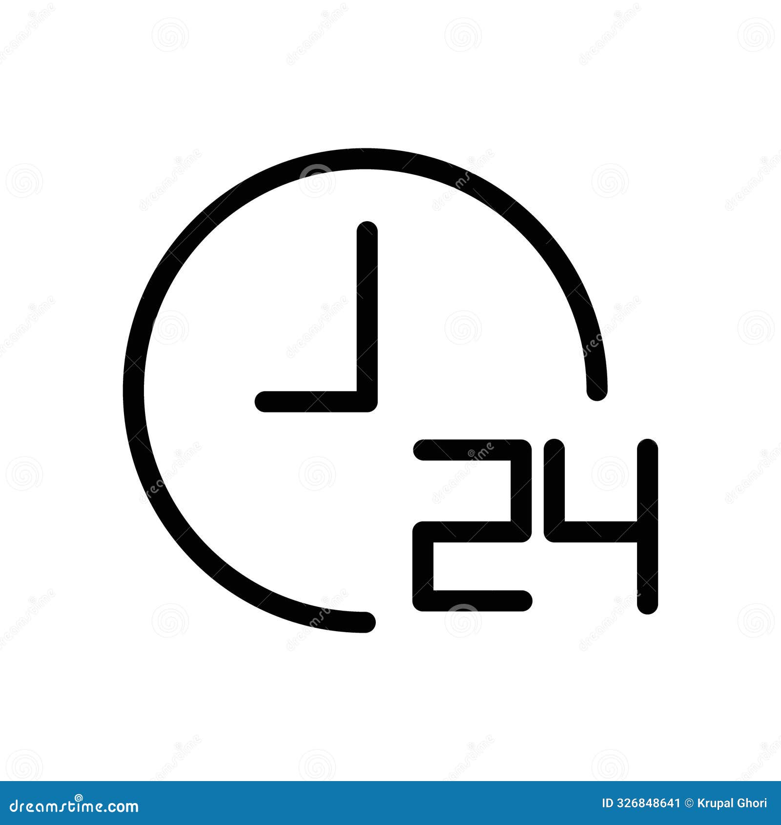 24 Hours Icon for Round-the-Clock Services, Time Management, and ...