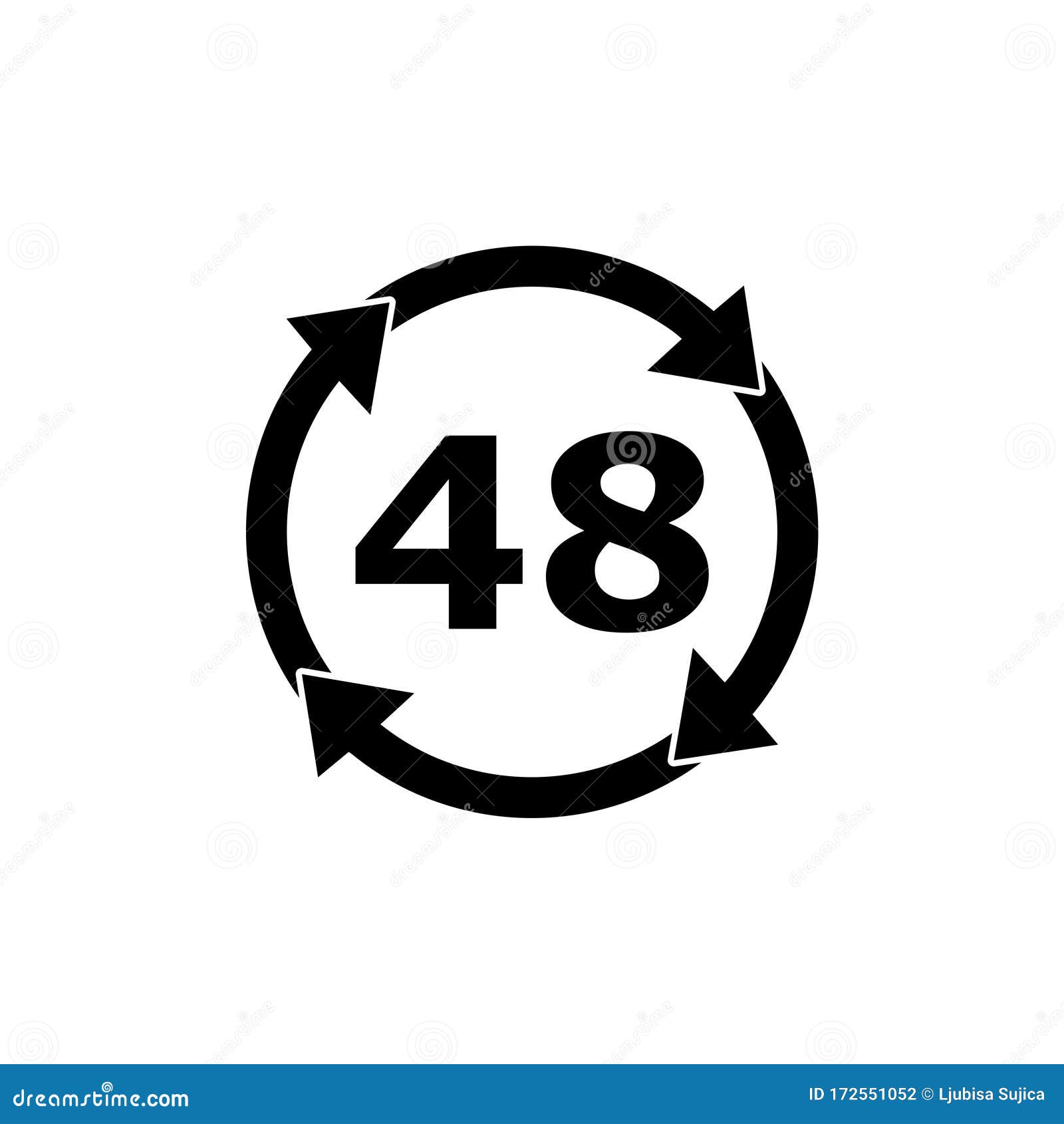 48 Hours Icon on White Background, Flat Style 48 Hours Sign Stock ...