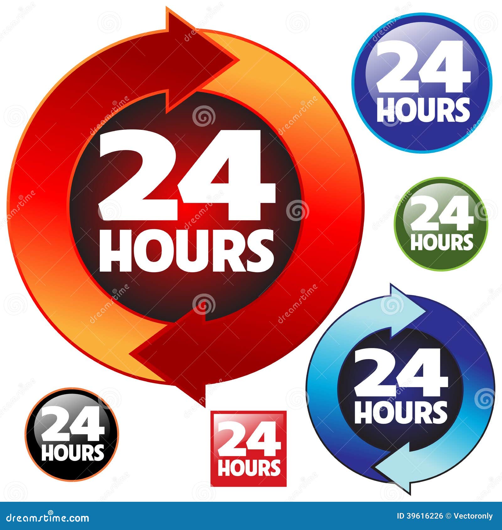 24 hours stock vector. Illustration of advertisement - 39616226