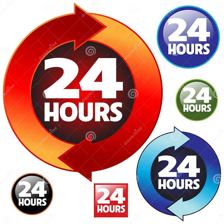 24 hours stock vector. Illustration of advertisement - 39616226