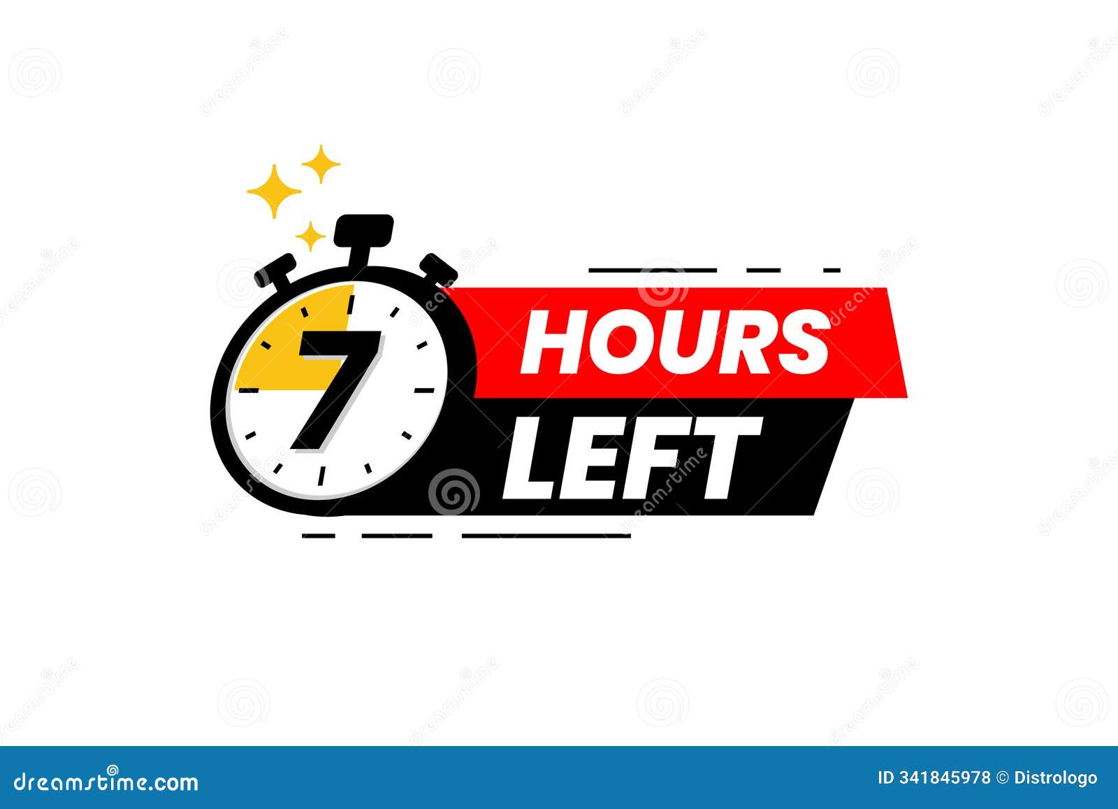 7 Hours Left Label. Countdown Timer Banner Sticker Stock Vector ...