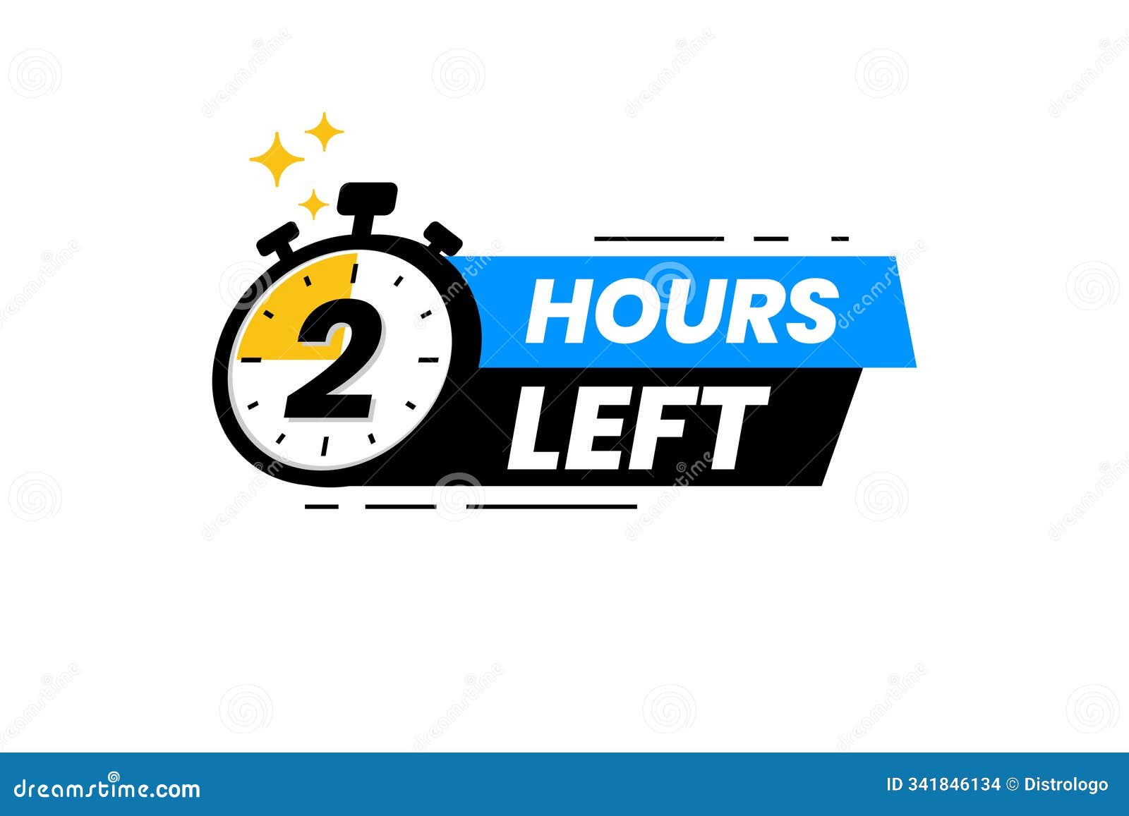 2 Hours Left Label. Countdown Timer Banner Sticker Stock Vector ...
